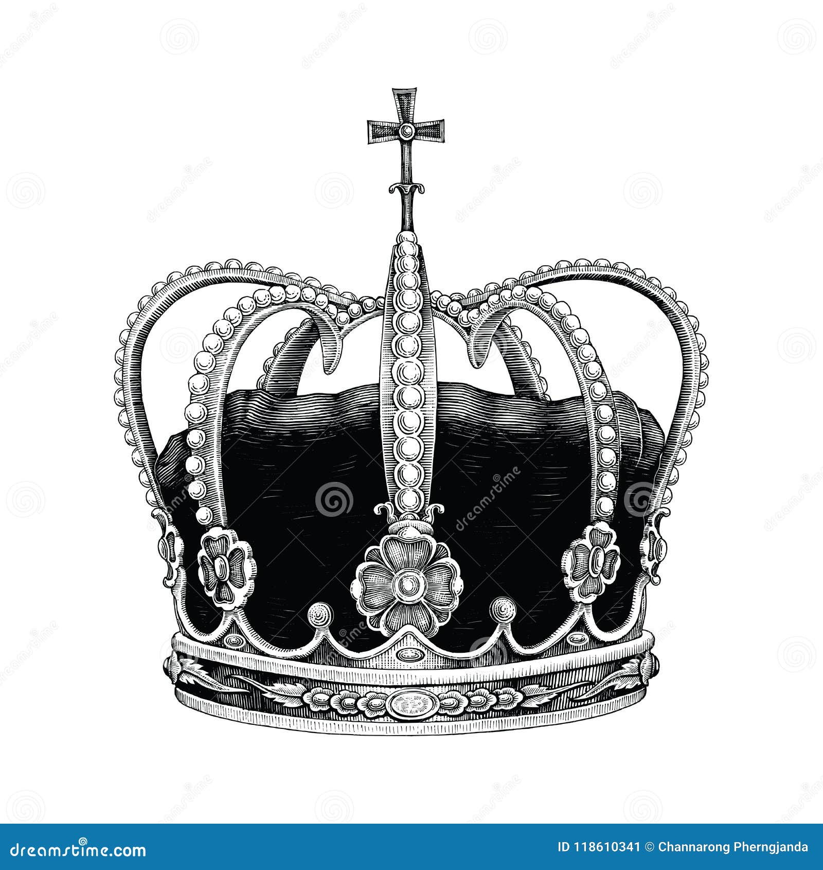 Crown Hand Drawing Vintage Style Stock Vector - Illustration of jewelry ...