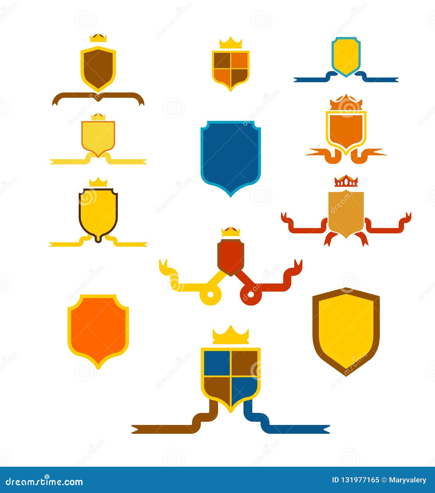 Crown Heraldic Shield Set. Template Heraldry Design Element Stock ...