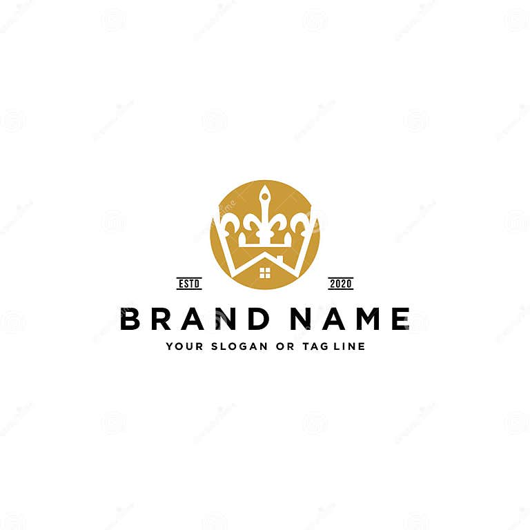 Crown House Logo Design Vector Stock Vector - Illustration of golden ...
