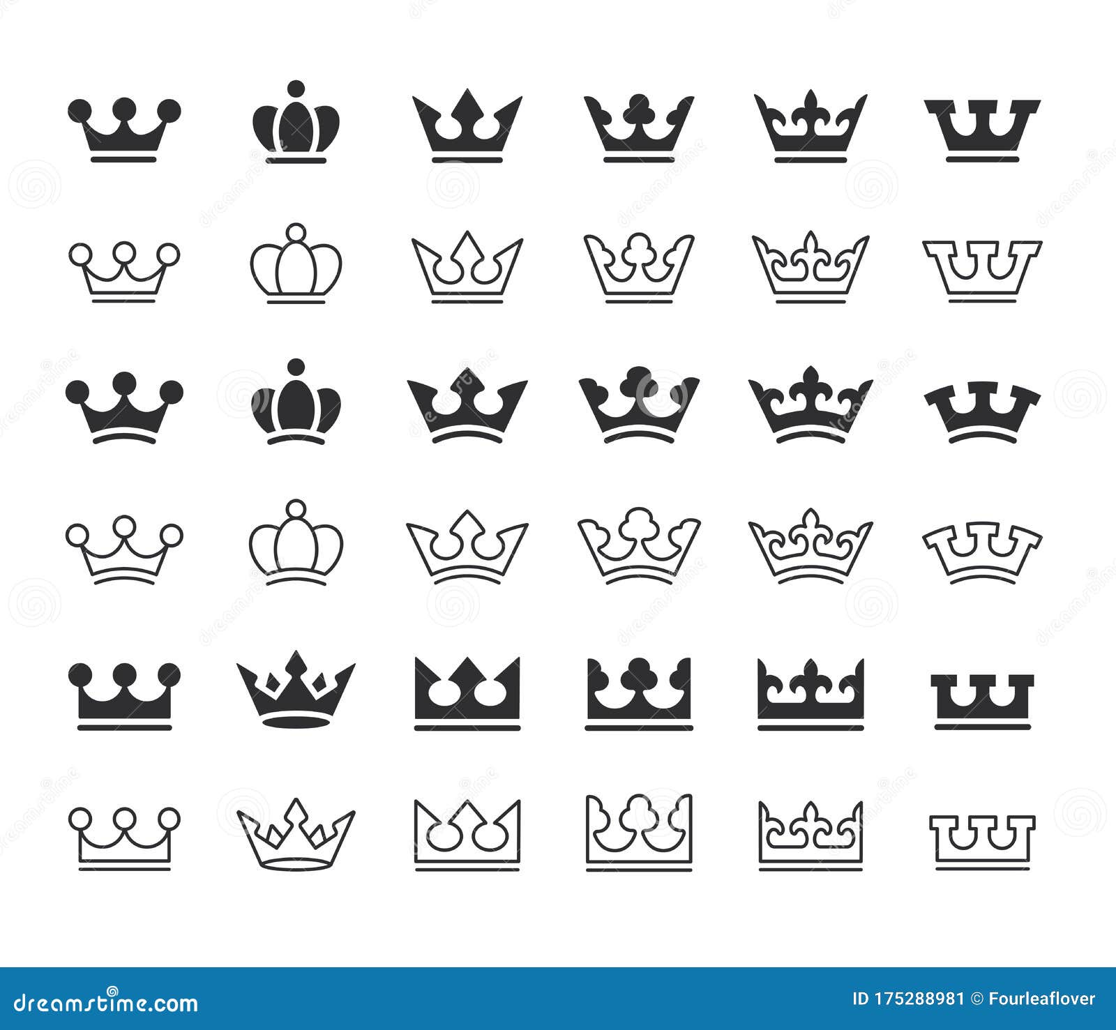 Crown Icon In Trendy Flat Style Isolated On Black Background. Crown ...