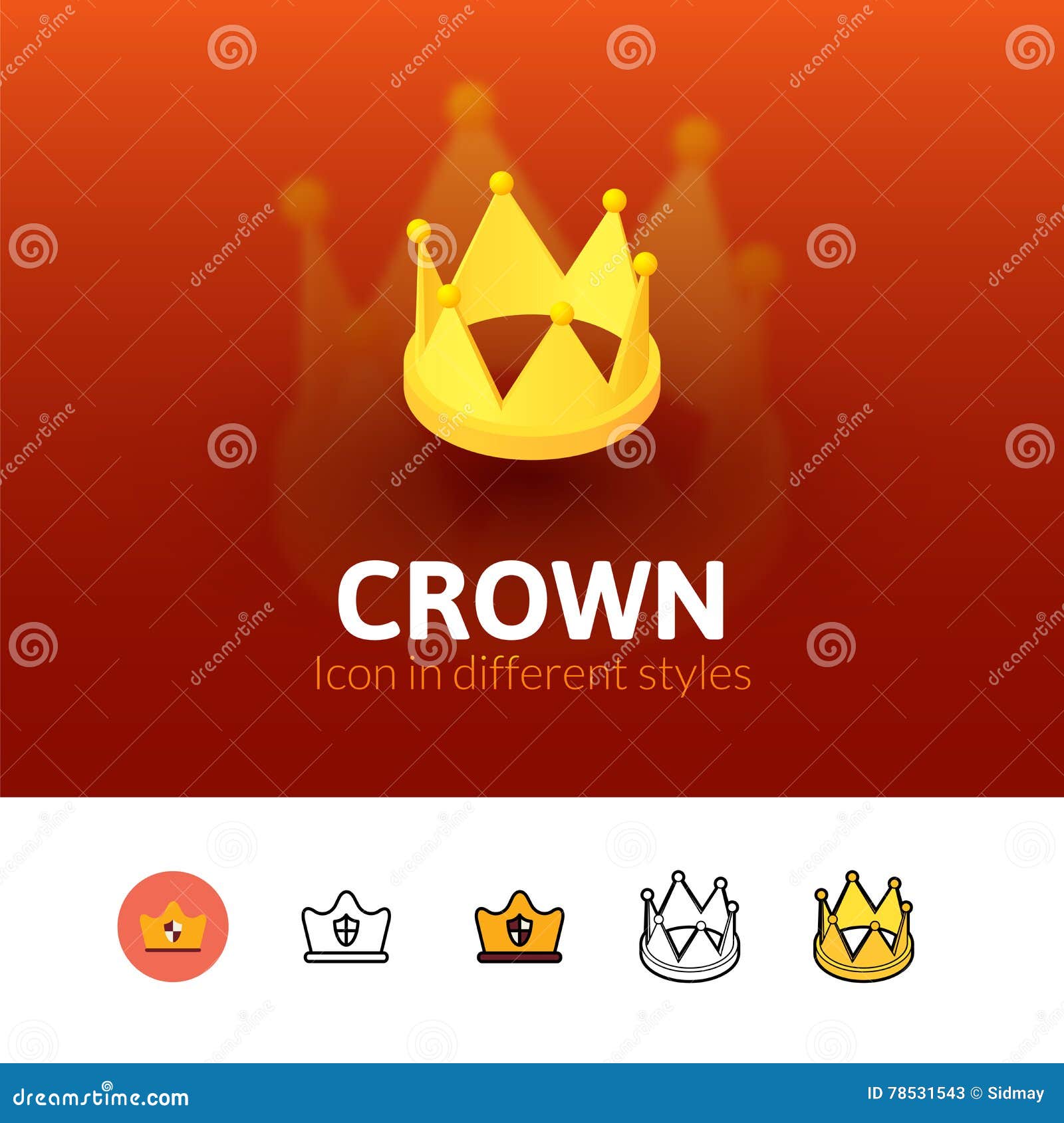 Crown Icon in Different Style Stock Vector - Illustration of element ...