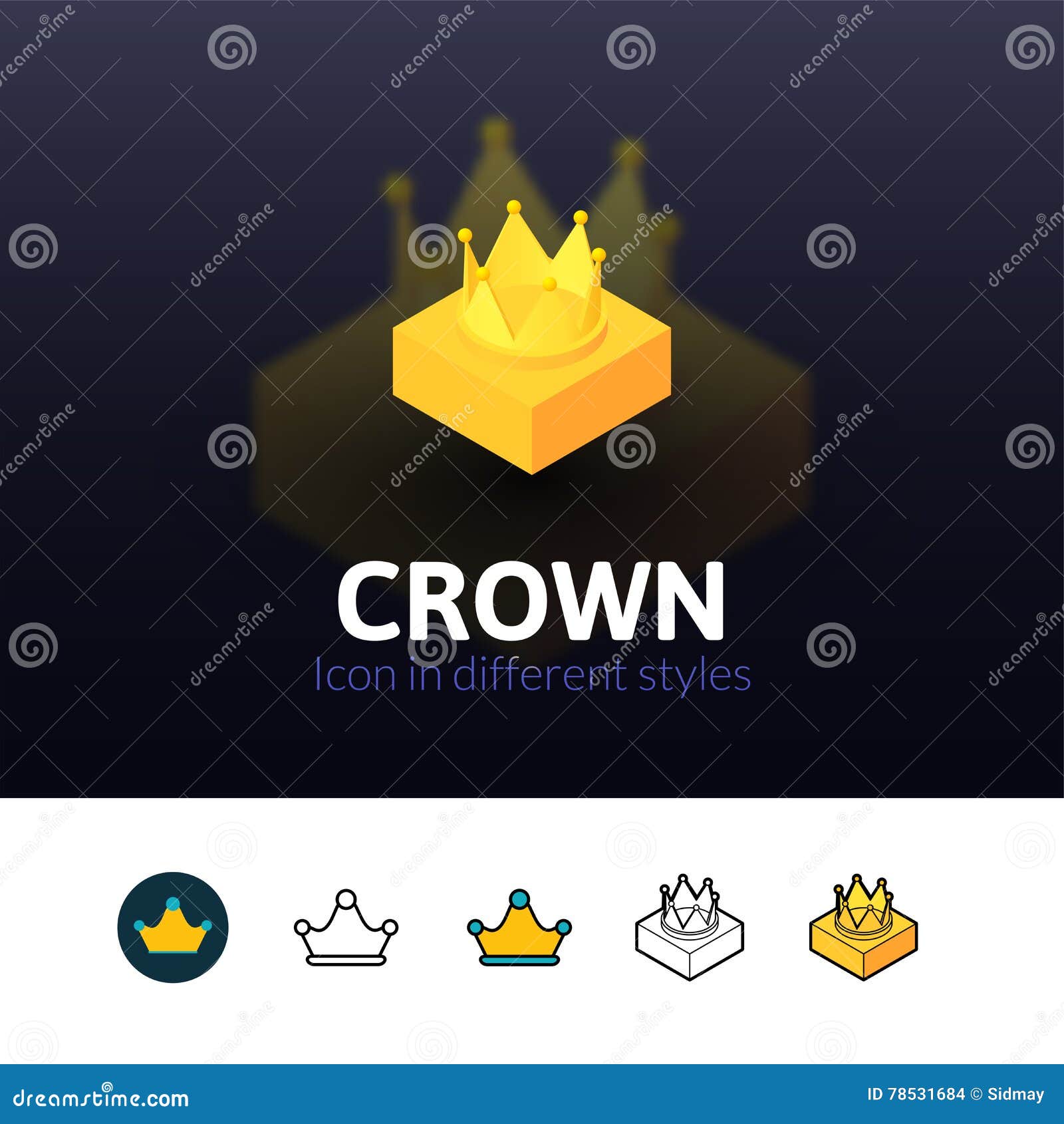 Crown Icon in Different Style Stock Vector - Illustration of background ...