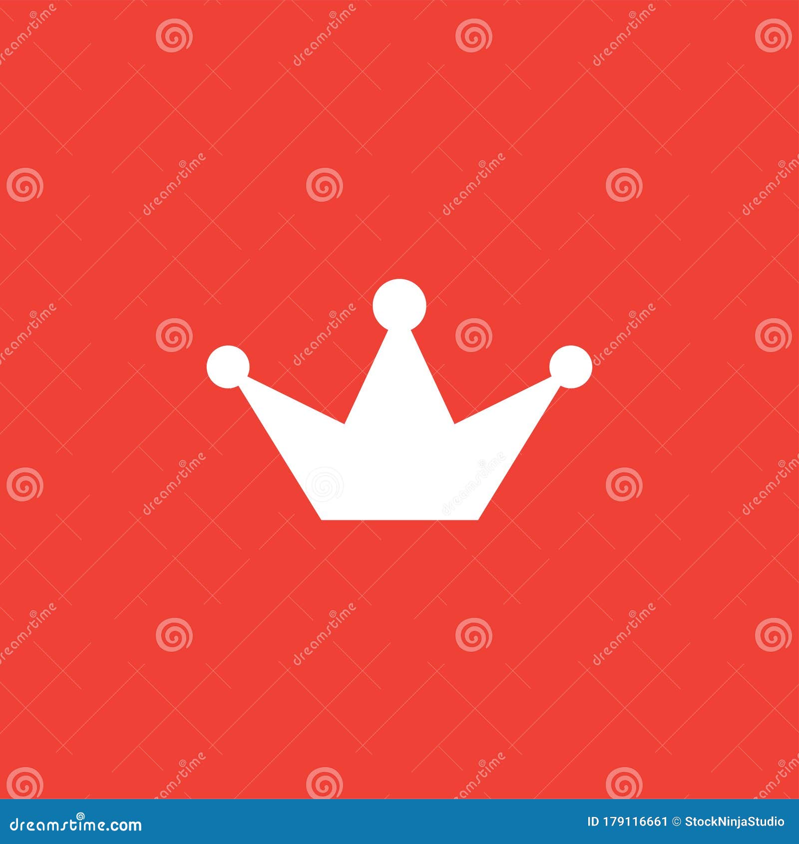 Crown Icon on Red Background. Red Flat Style Vector Illustration Stock ...