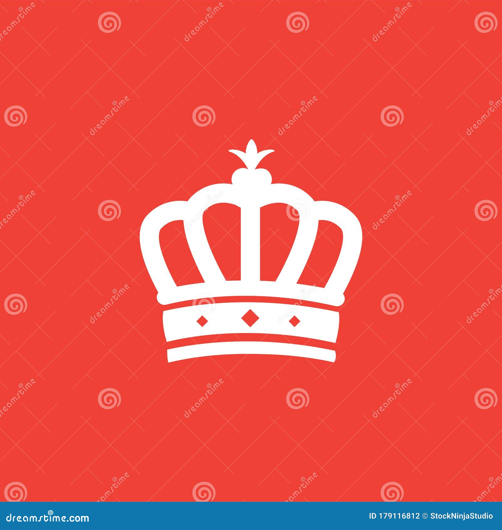 Crown Icon on Red Background. Red Flat Style Vector Illustration Stock ...