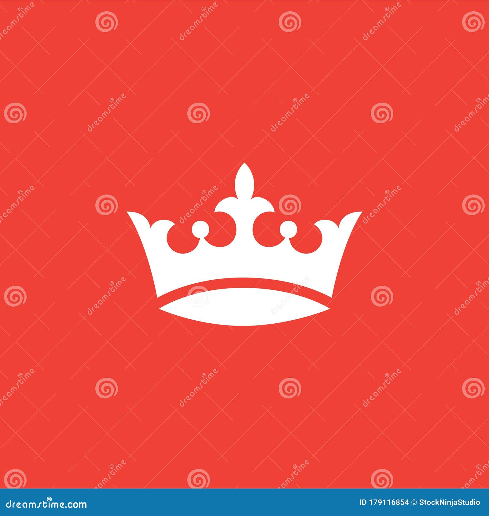 Crown Icon on Red Background. Red Flat Style Vector Illustration Stock ...
