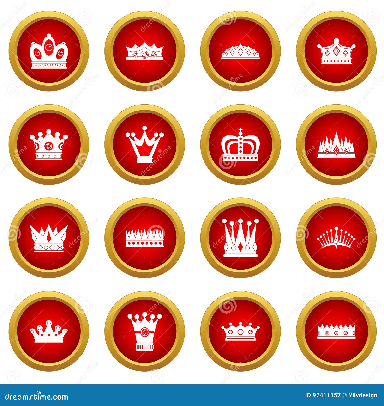 Crown icon red circle set stock vector. Illustration of gold - 92411157