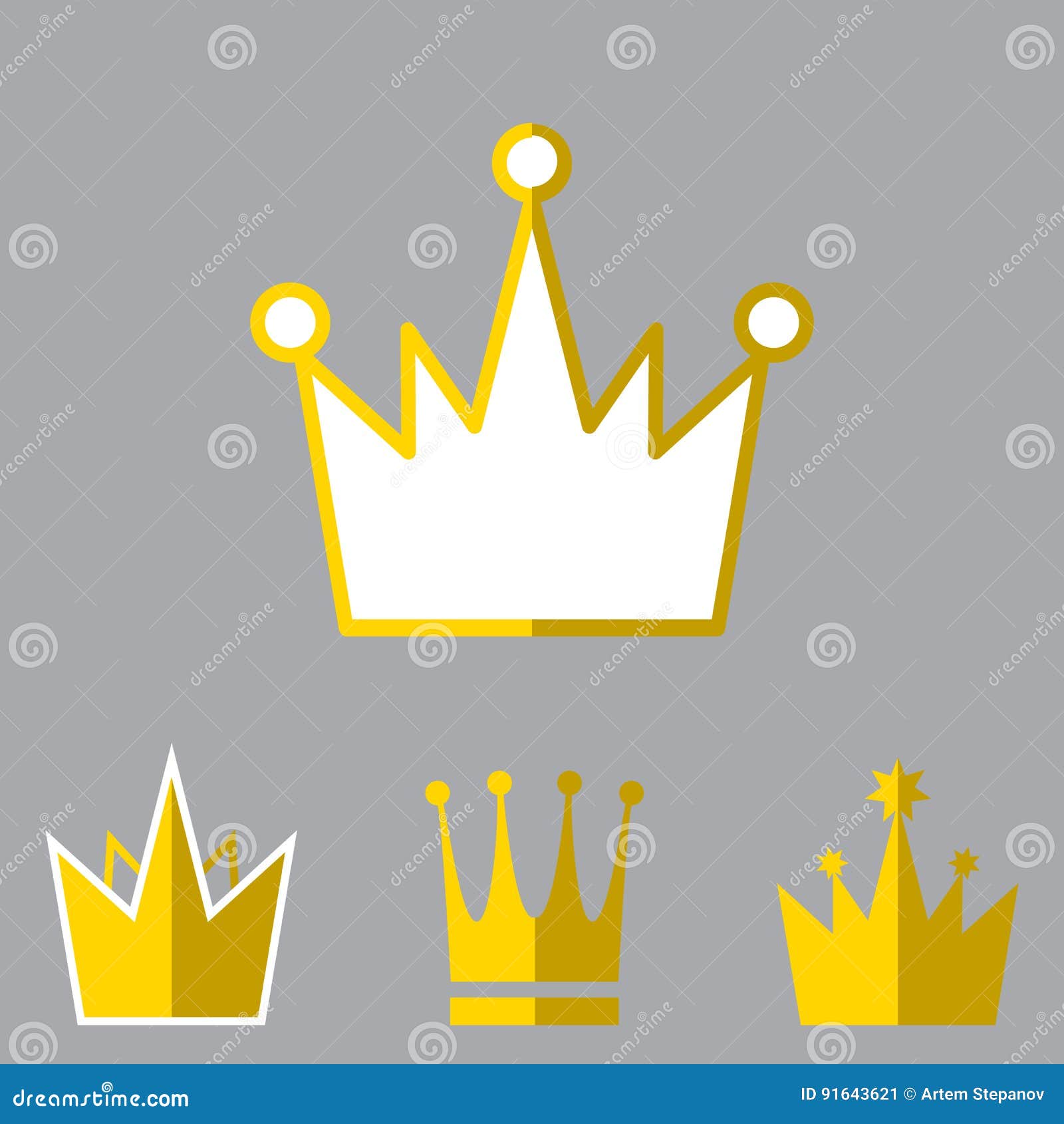 Crown Icon Set stock vector. Illustration of crown, emblem - 91643621