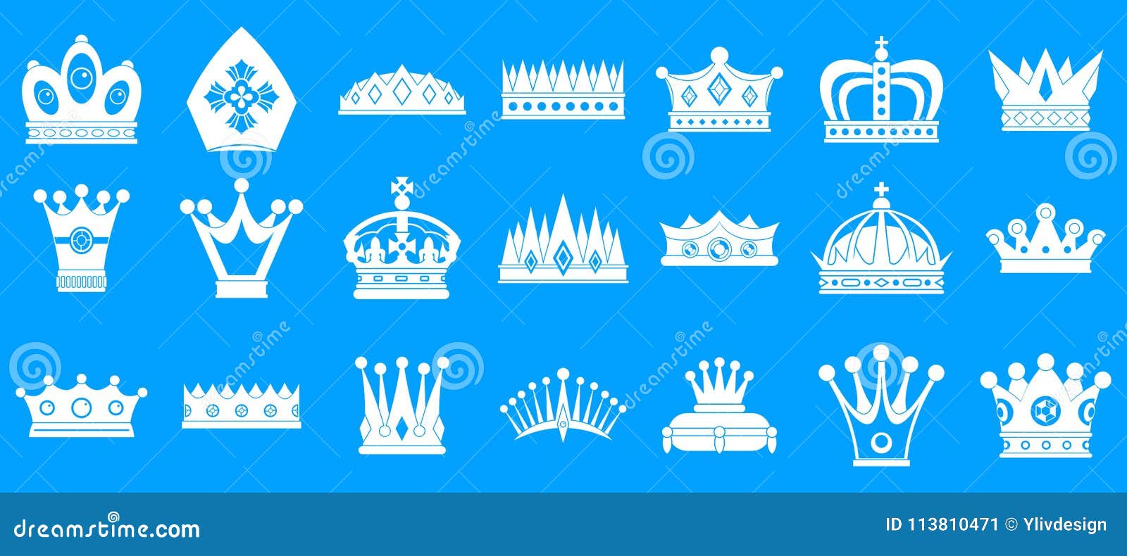 Crown icon blue set vector stock vector. Illustration of luxury - 113810471