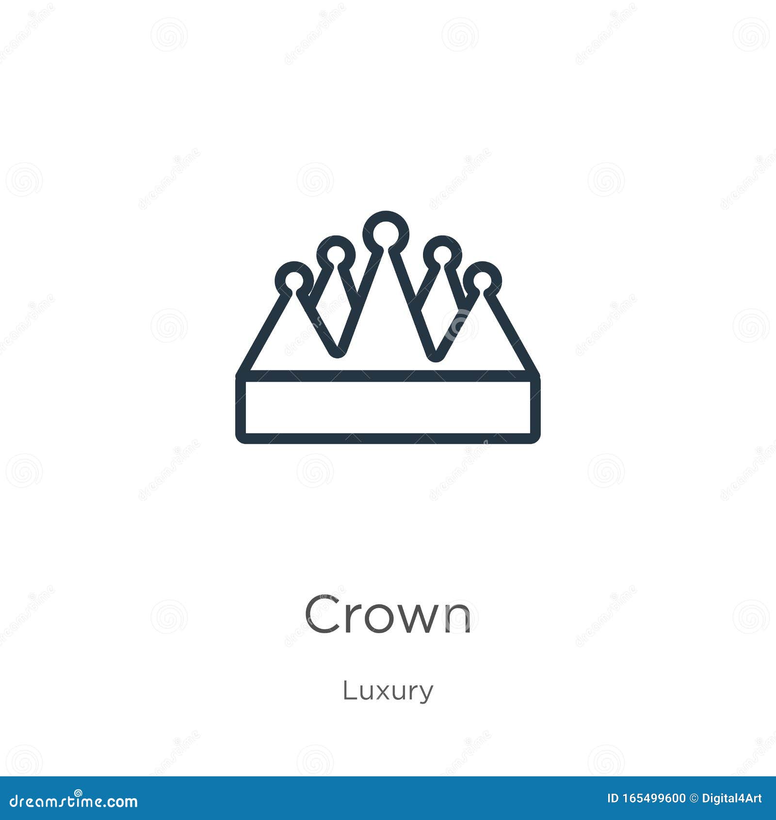 Crown Icon. Thin Linear Crown Outline Icon Isolated on White Background ...