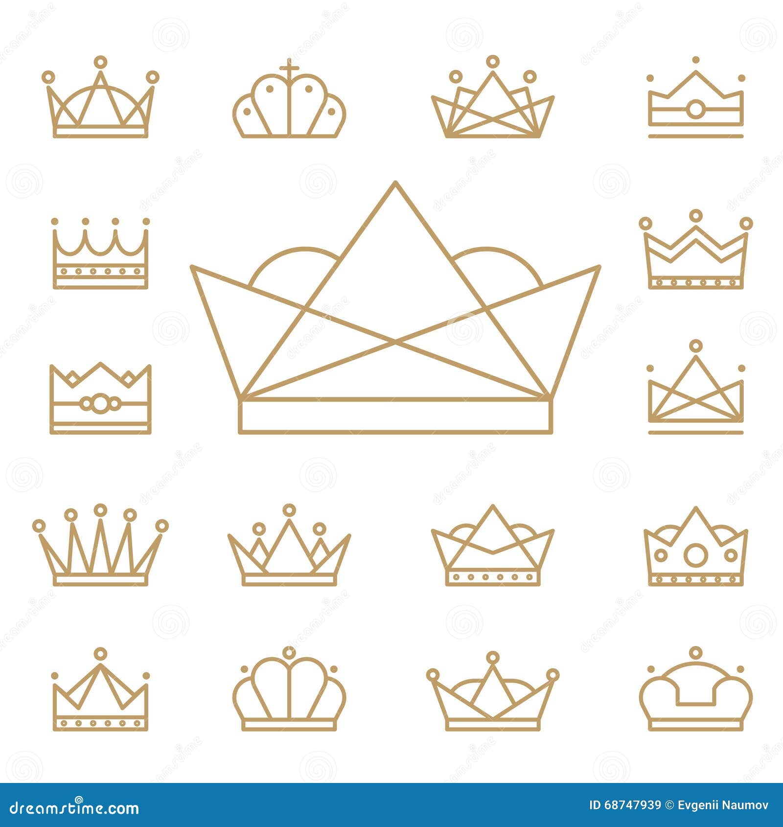 Crown icons set stock vector. Illustration of style, princess - 68747939