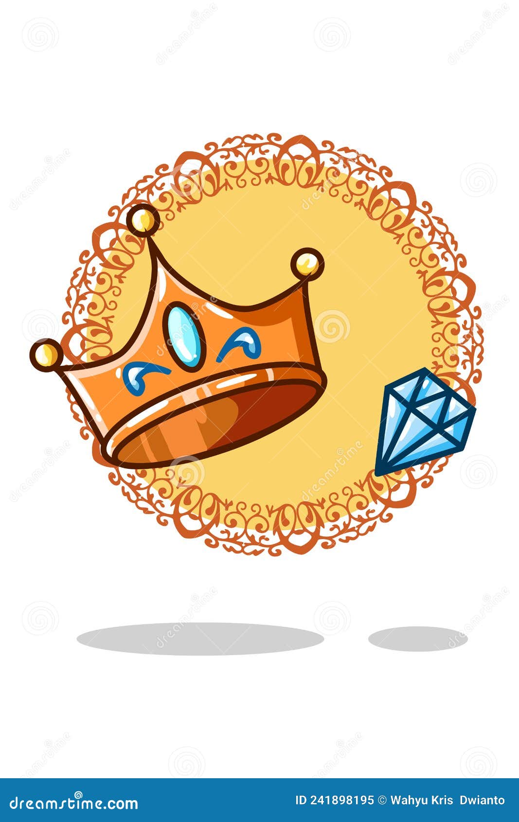 Crown and Blue Jewel Vector Illustration Stock Vector - Illustration of ...