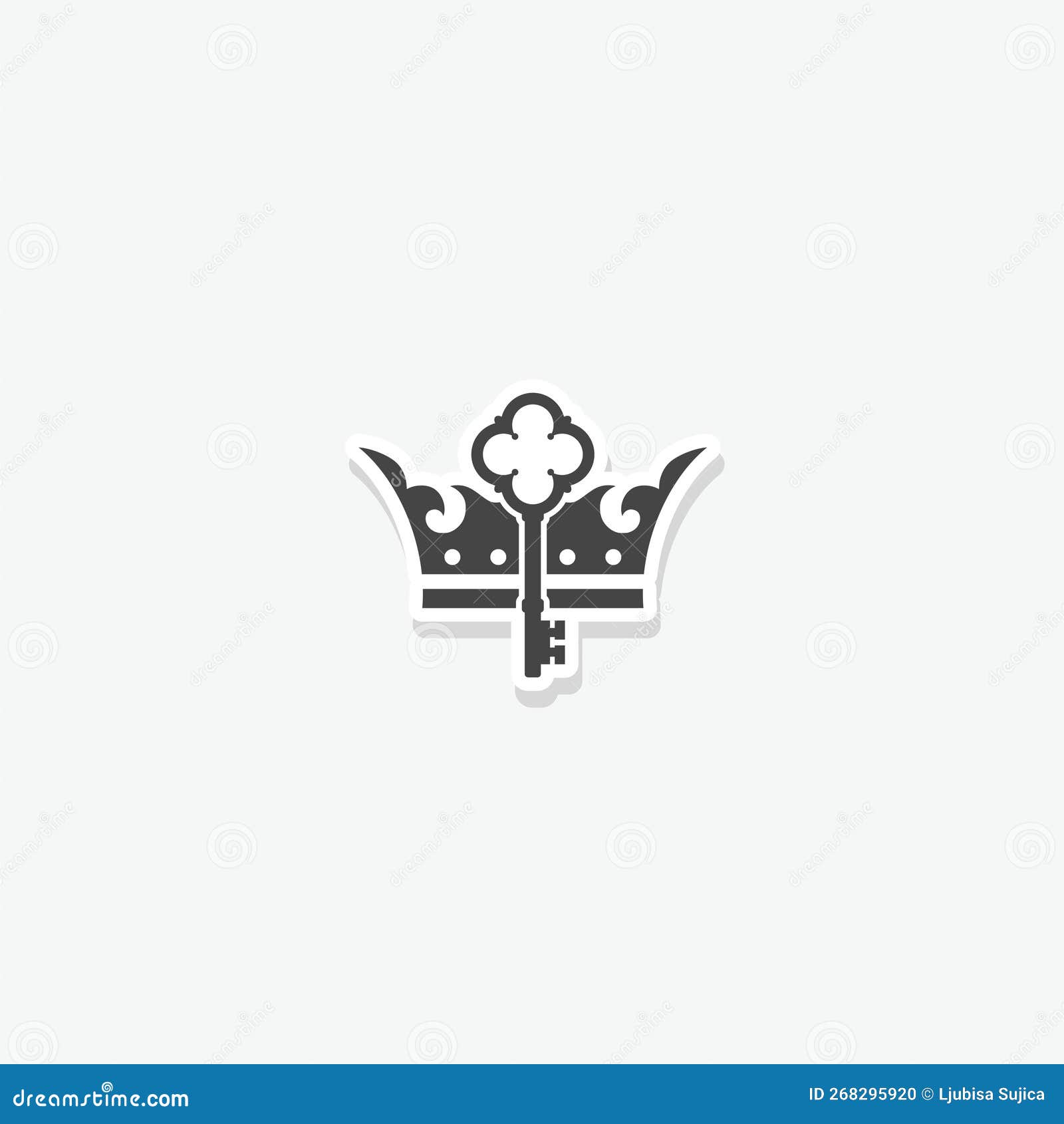 Crown and Key Logo Sticker Isolated on Gray Background Stock Vector ...