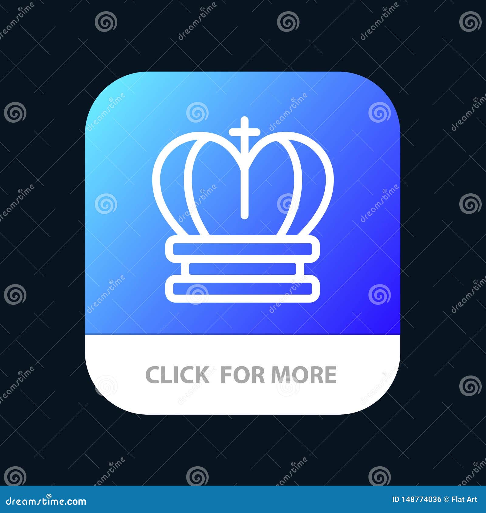 Crown, King, Royal, Empire Mobile App Button. Android and IOS Line ...