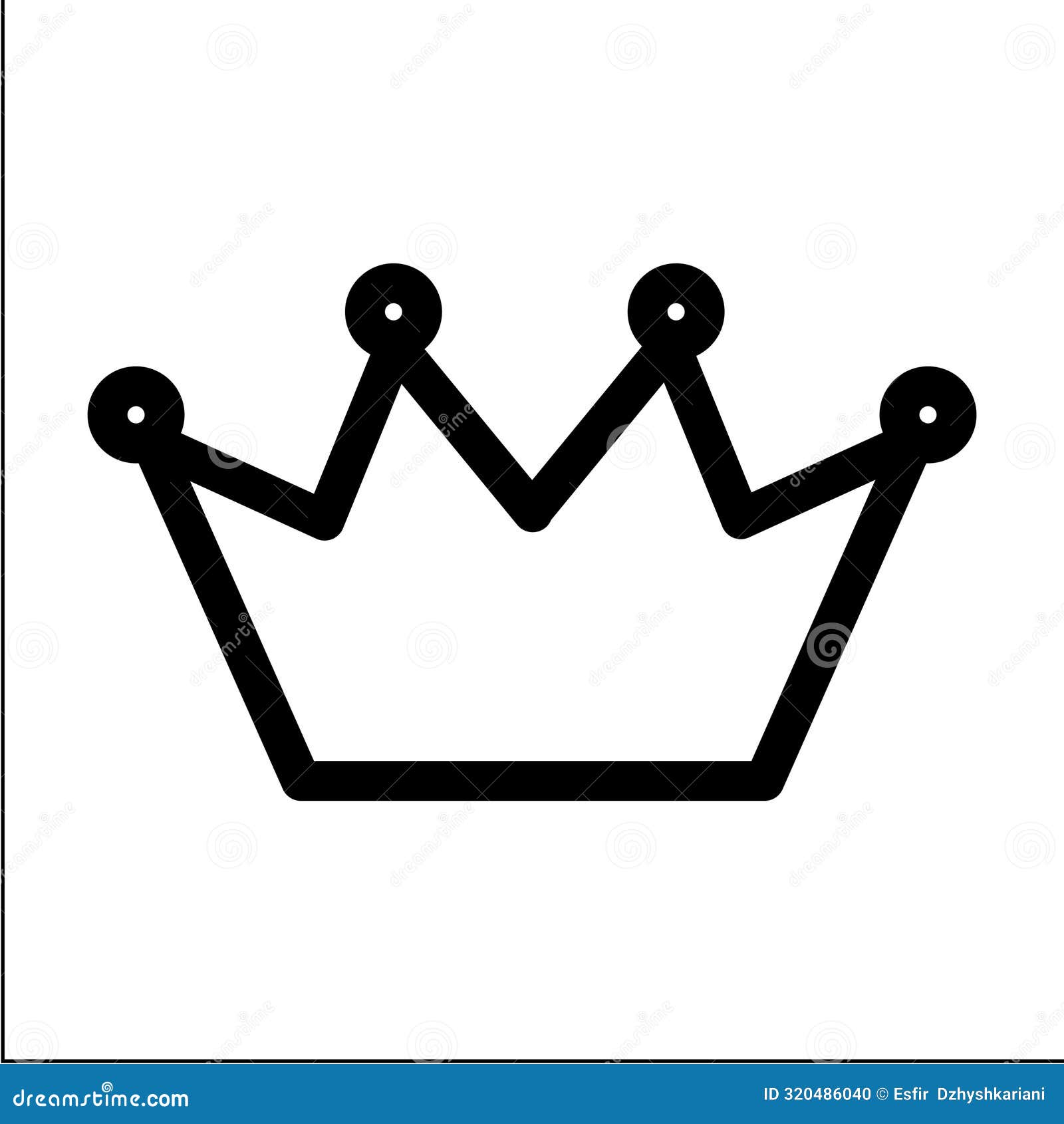Crown of the King or Royal Crown Line Art Vector Icon Isolated on White ...
