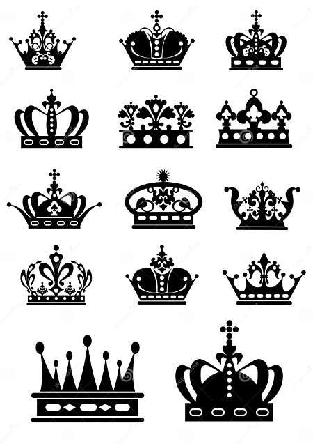 Crown. Large Set of Isolated Symbols Stock Vector - Illustration of ...