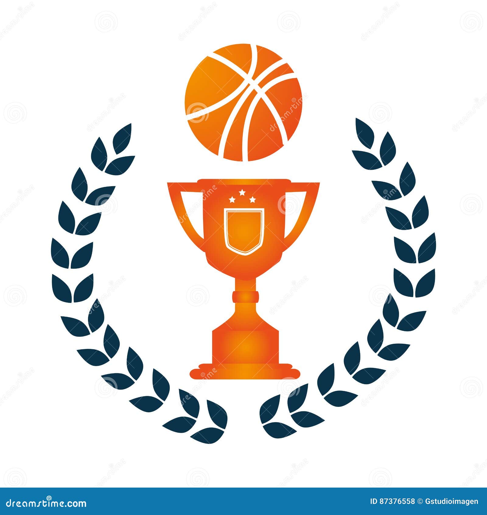 Crown of Leaves with Trophy with Basketball Stock Vector - Illustration ...