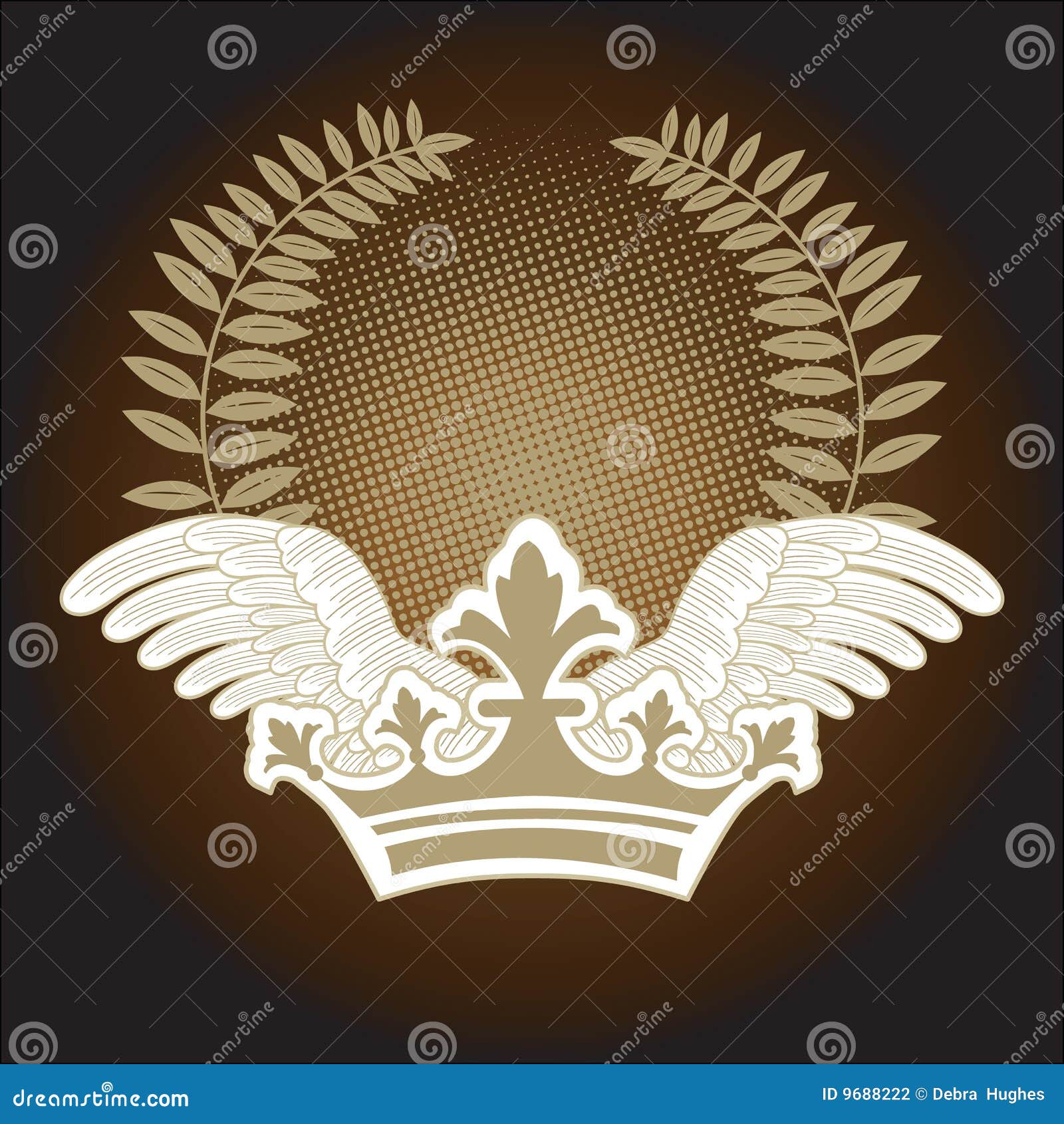 Crown leaves and wings stock vector. Illustration of design - 9688222