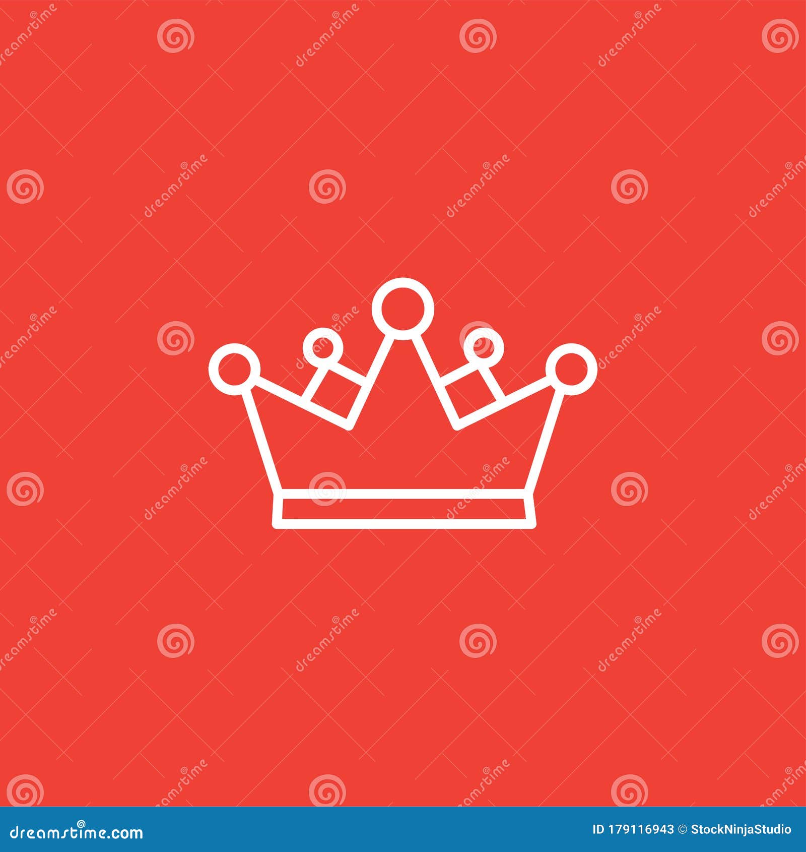 Crown Line Icon on Red Background. Red Flat Style Vector Illustration ...
