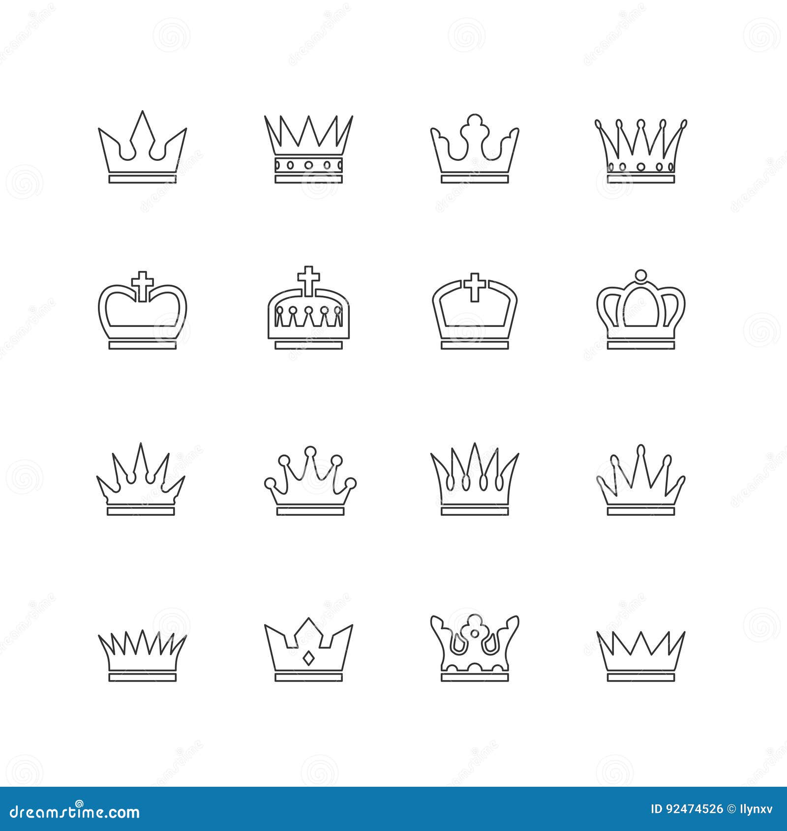 Crown Line Icon, Outline Vector Sign, Linear Style Pictogram Isolated ...