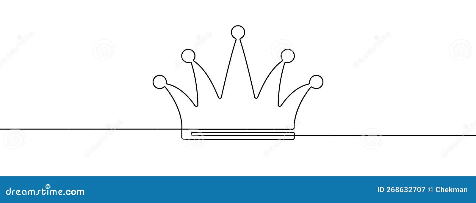 Crown Linear Background. One Continuous Line Drawing of Crown Stock ...