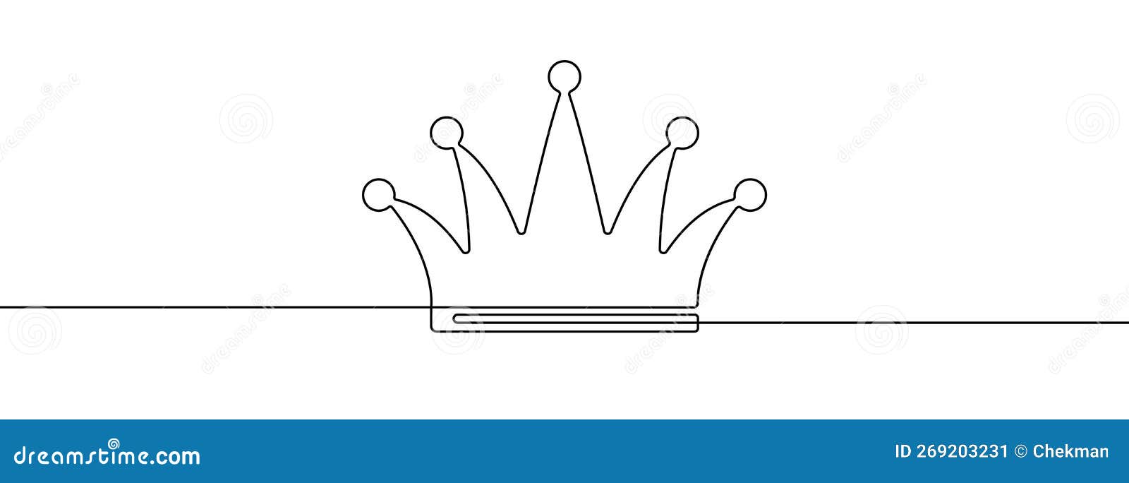 Crown Linear Background. One Continuous Line Drawing of Crown Stock ...