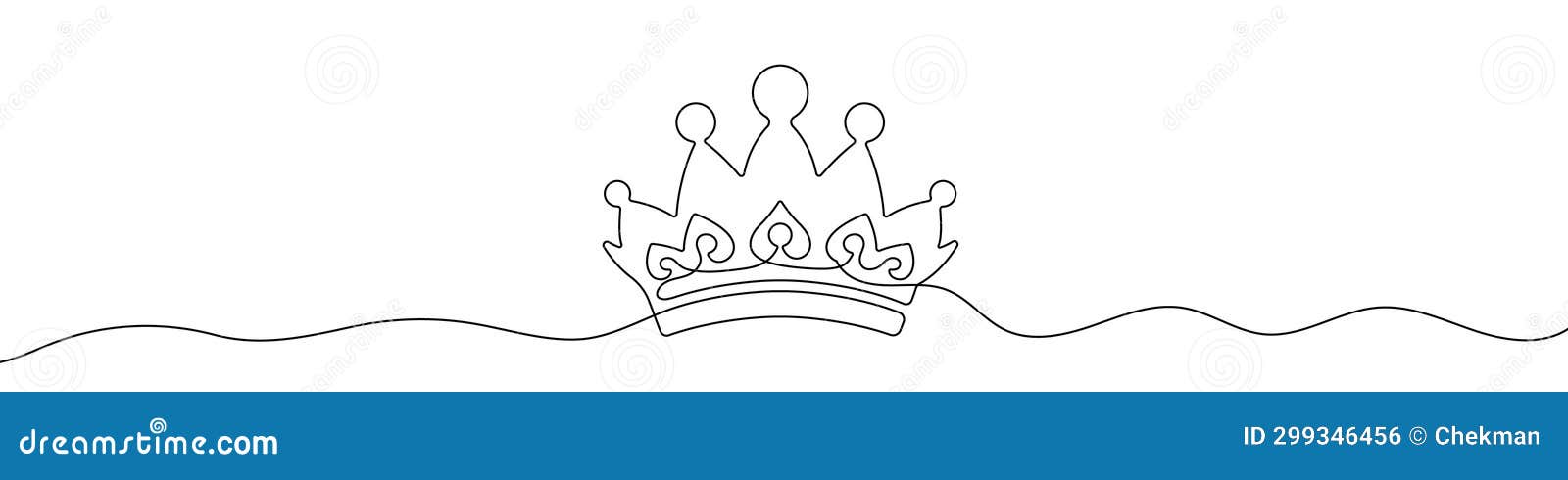 Crown Linear Background. One Continuous Line Drawing of Crown Stock ...