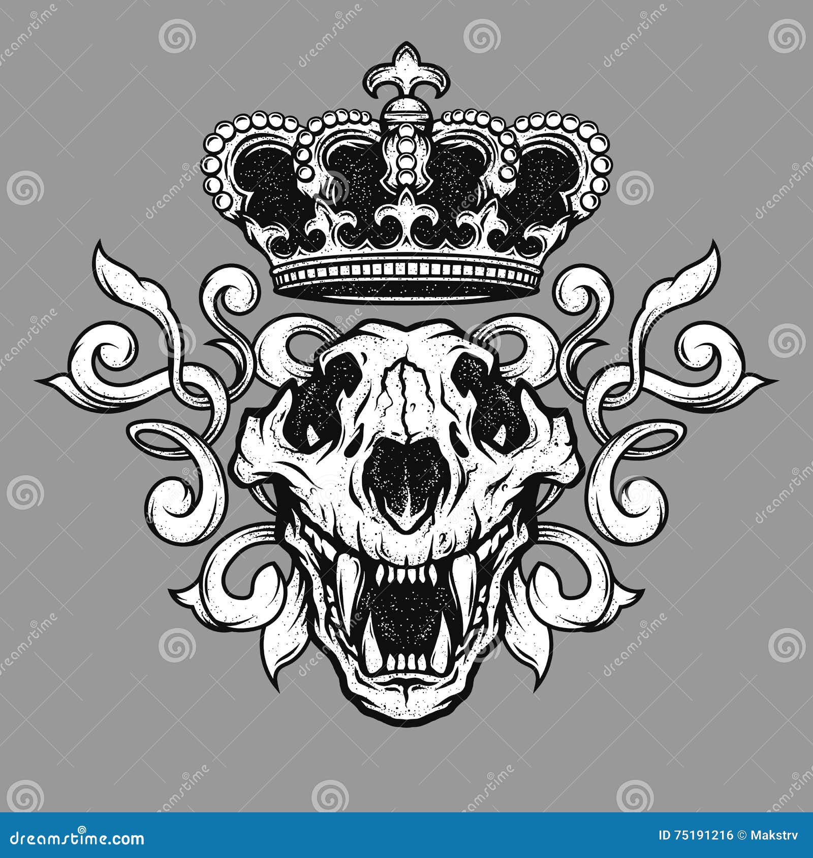 The Crown and the Lion Skull. Stock Vector - Illustration of heraldic ...