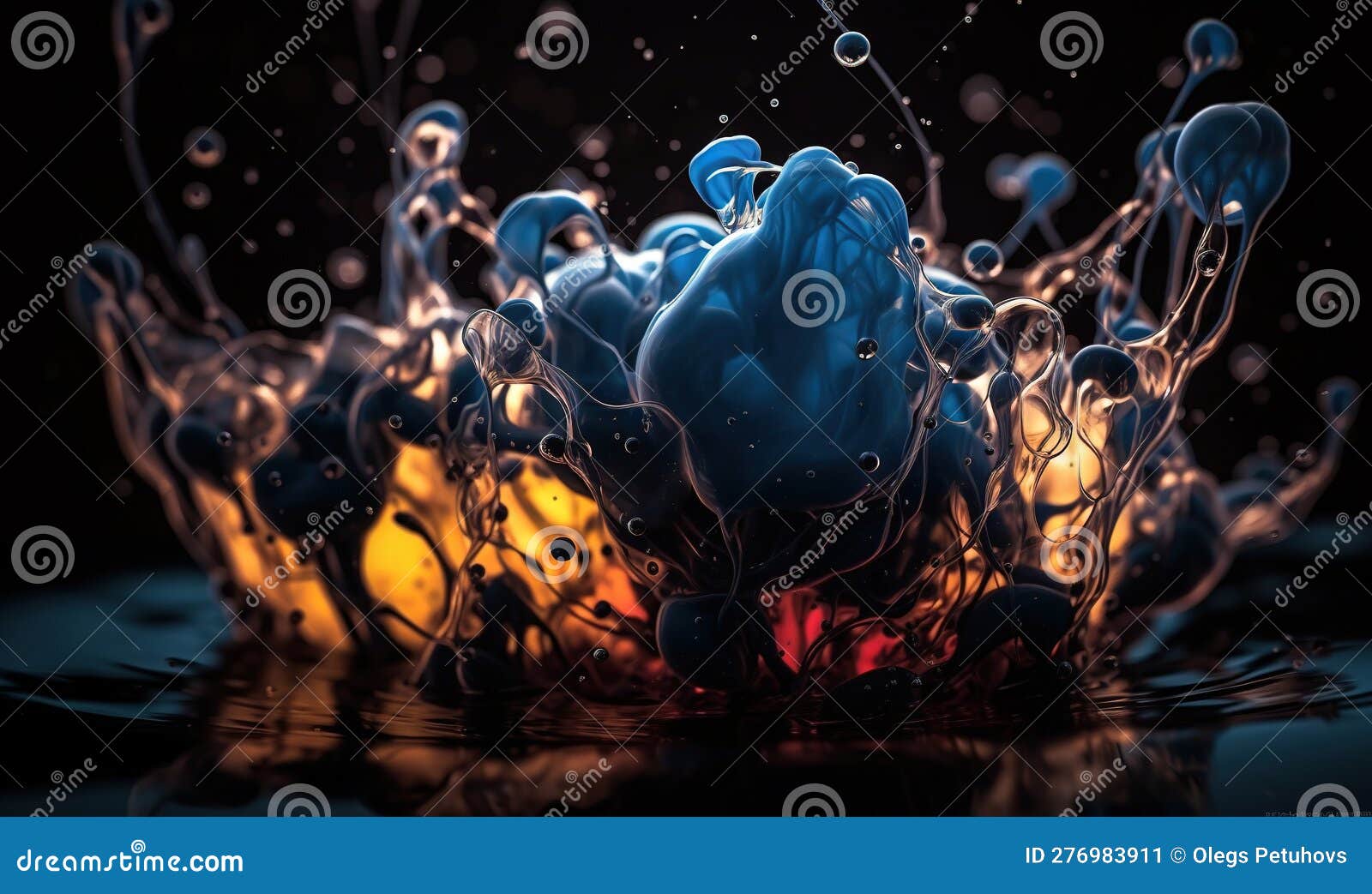 A Crown of Liquid Floating on Top of a Black Surface Stock Illustration ...