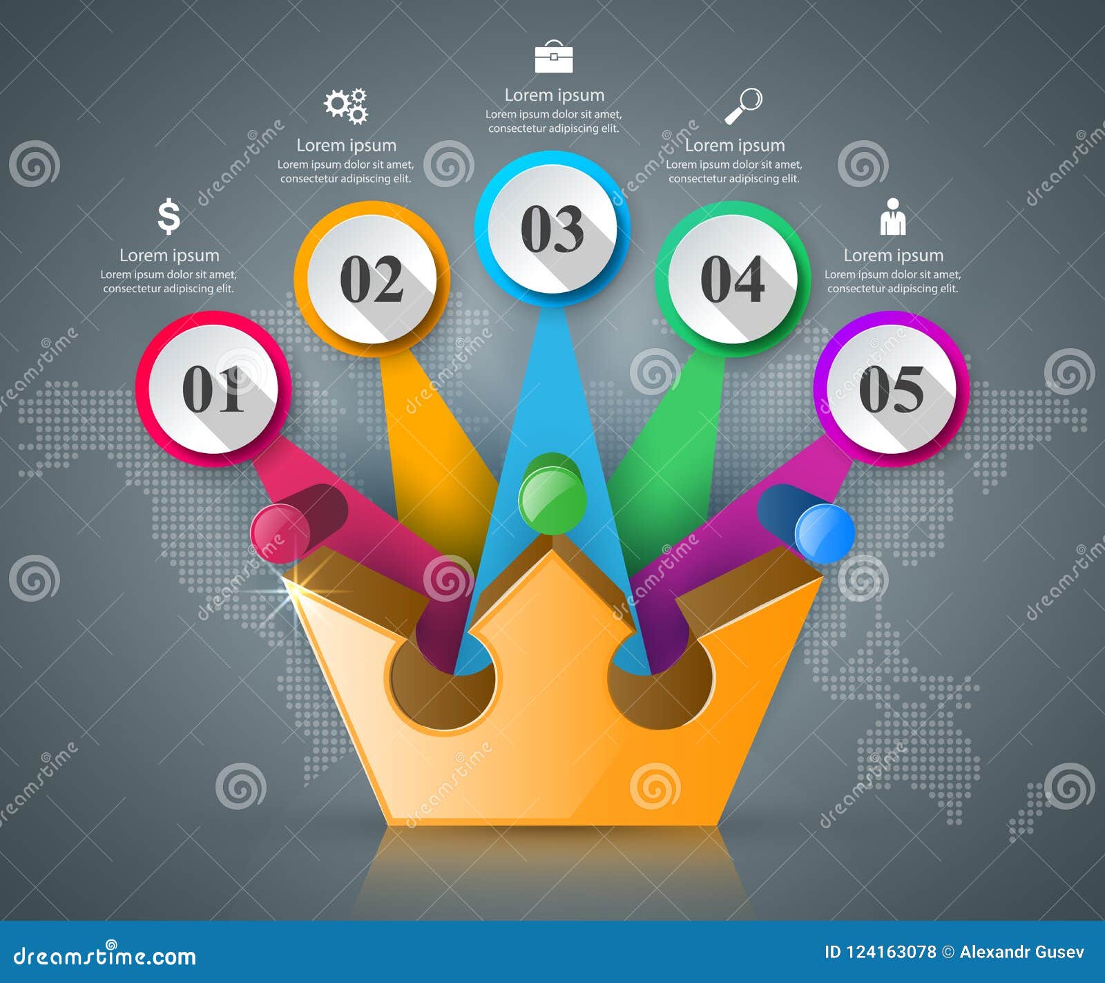 Crown Icon. Business Abstract Infographics. Stock Vector - Illustration ...