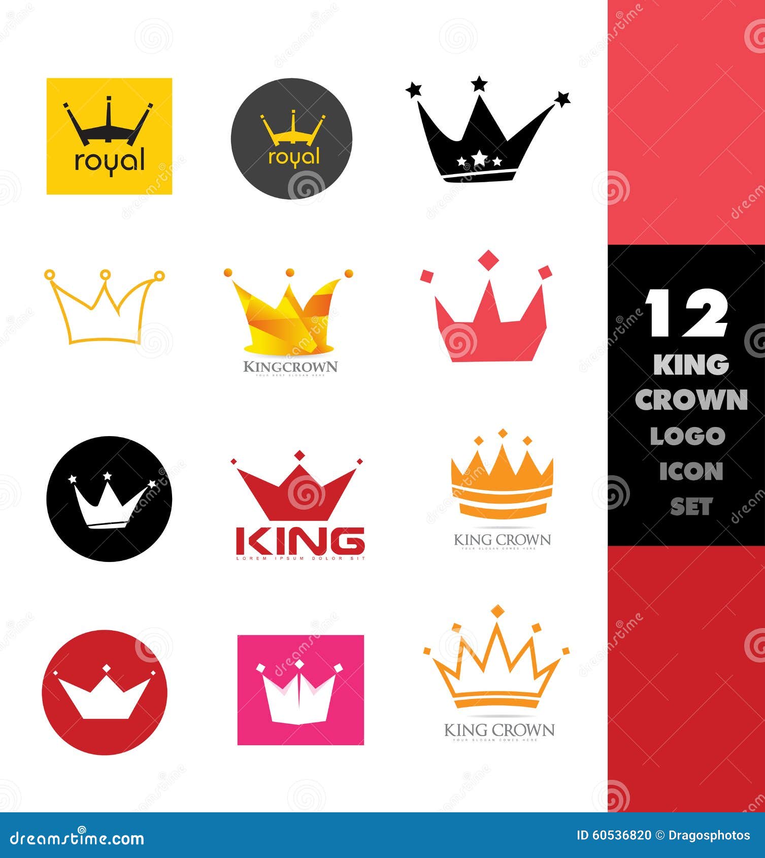 Crown logo icon set stock vector. Illustration of symbol - 60536820