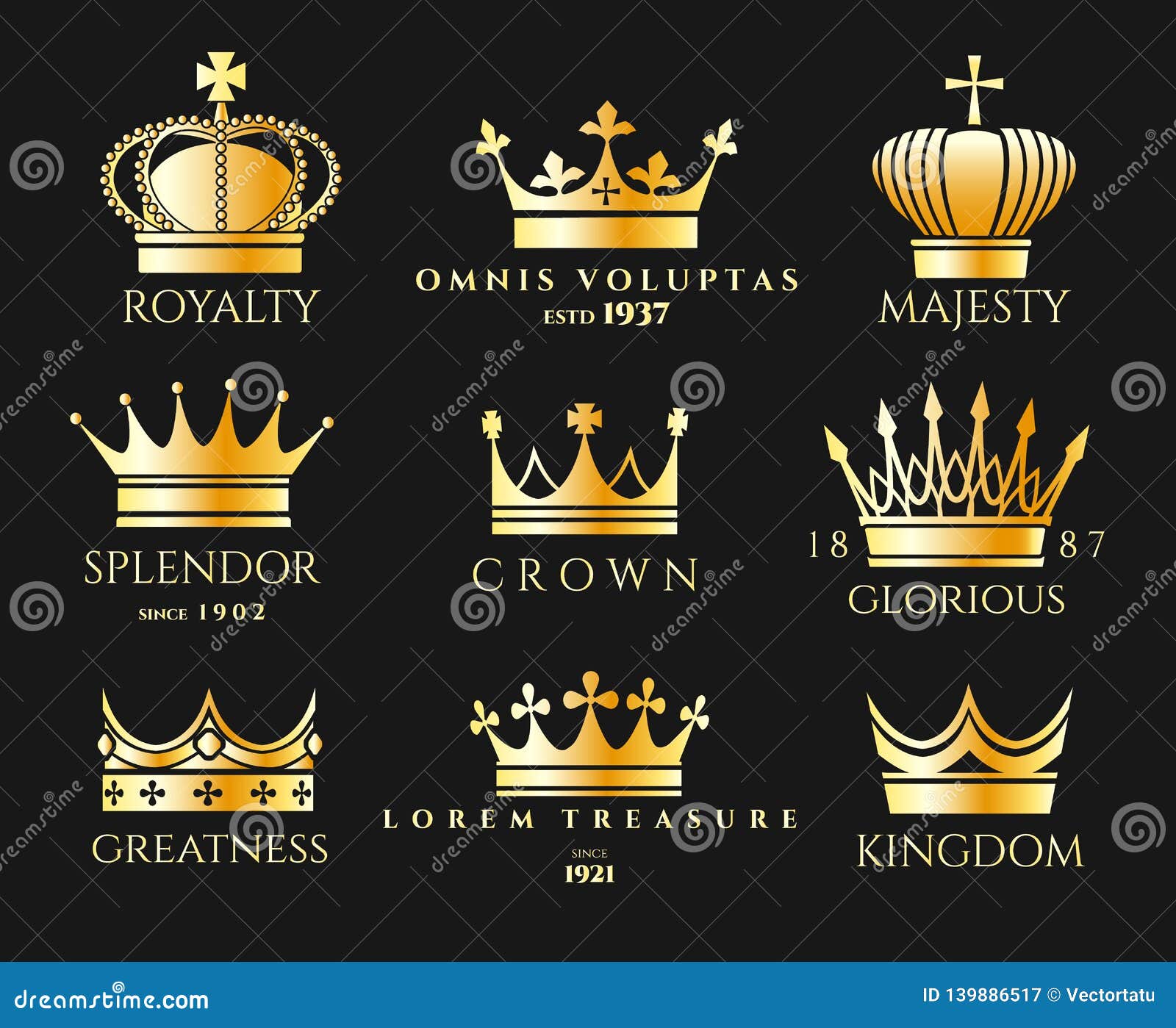 Crown logo set stock vector. Illustration of boutique - 139886517