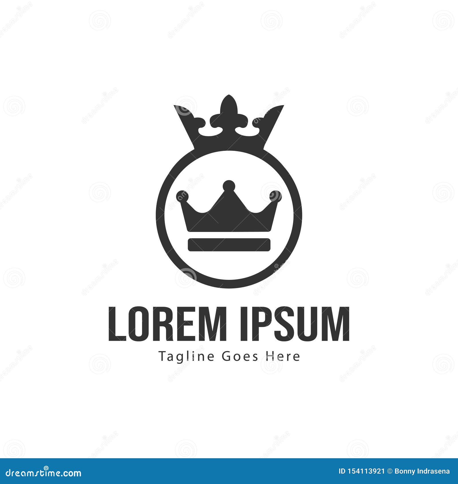 Crown Logo Template Design with Frame. Minimalist Crown Logo Vector ...