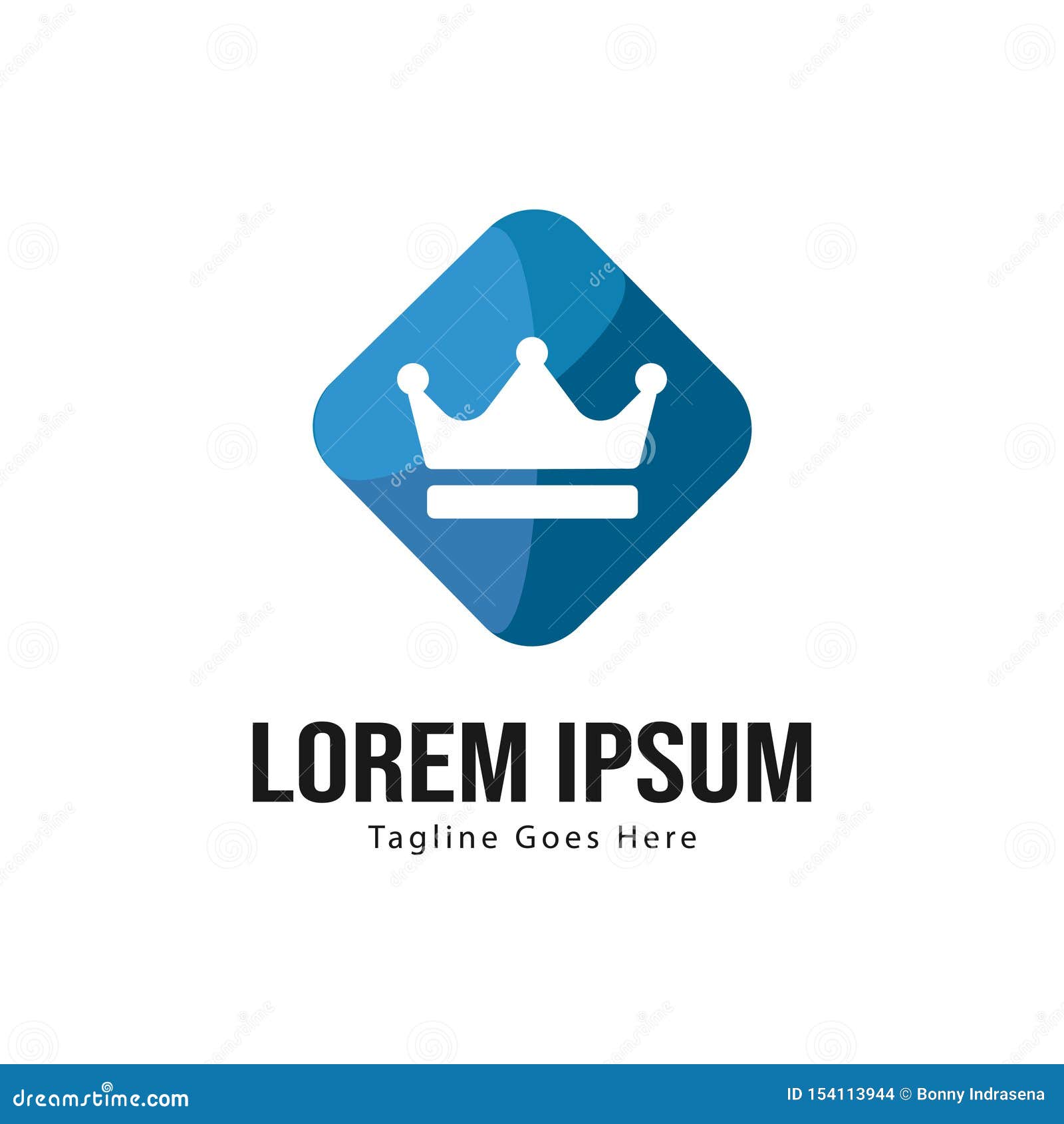 Crown Logo Template Design with Frame. Minimalist Crown Logo Vector ...