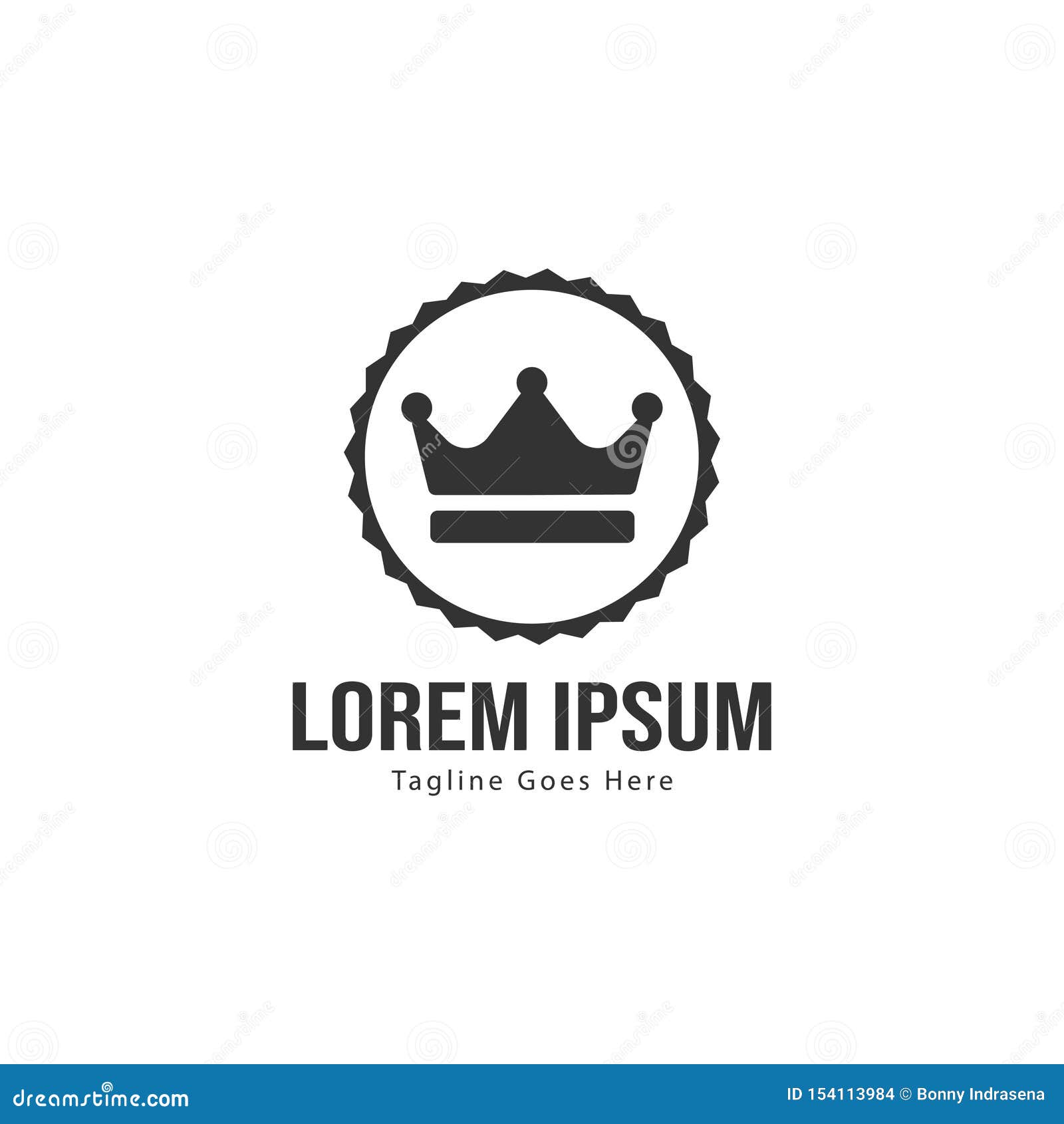 Crown Logo Template Design with Frame. Minimalist Crown Logo Vector ...