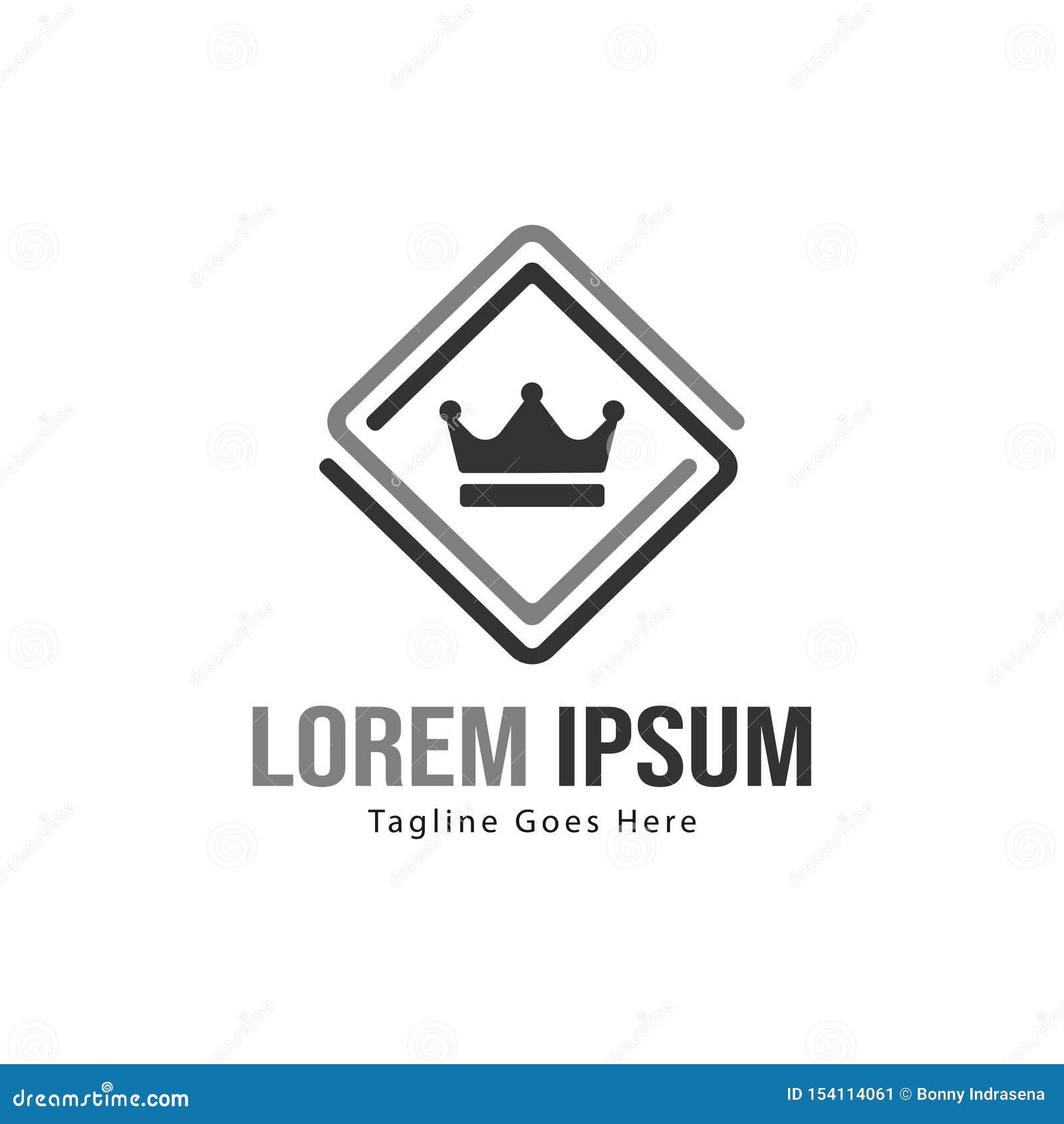Crown Logo Template Design with Frame. Minimalist Crown Logo Vector ...