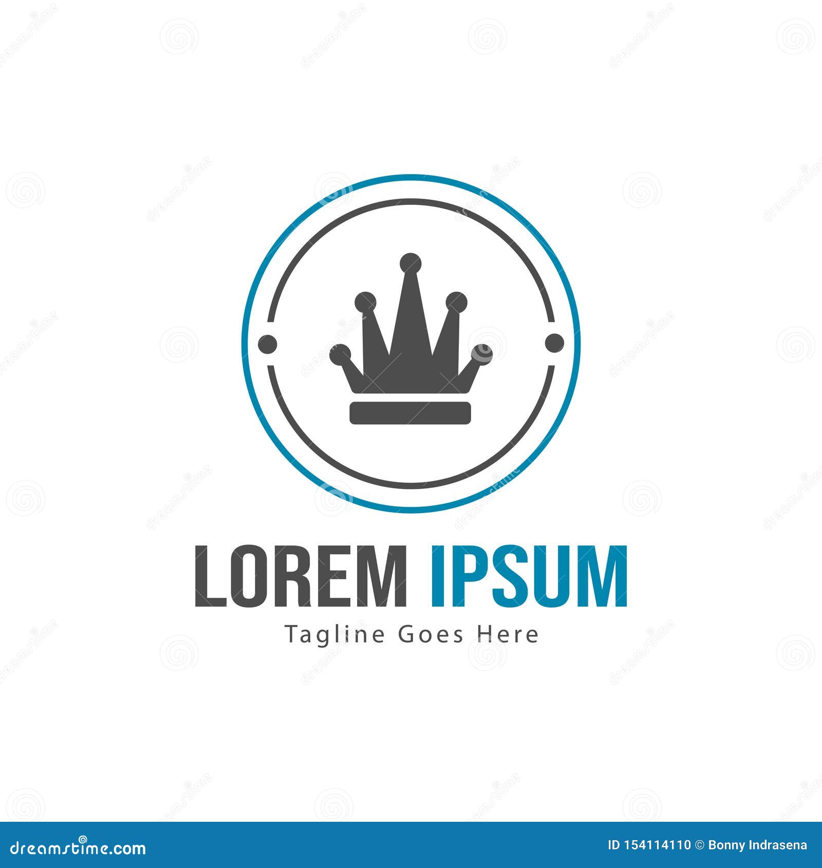 Crown Logo Template Design with Frame. Minimalist Crown Logo Vector ...
