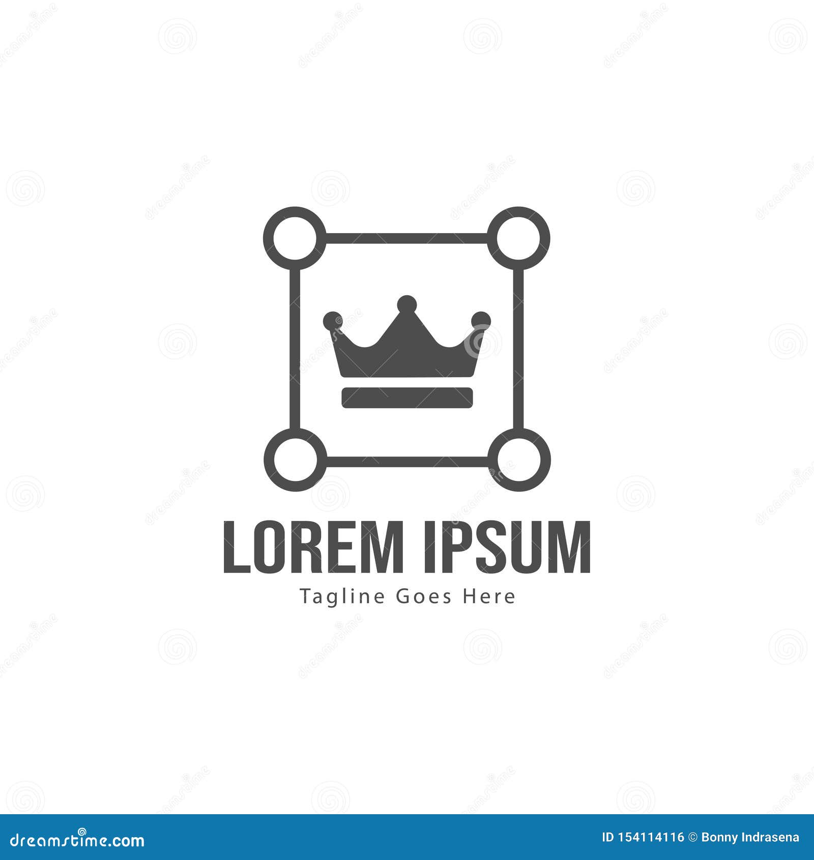 Crown Logo Template Design with Frame. Minimalist Crown Logo Vector ...