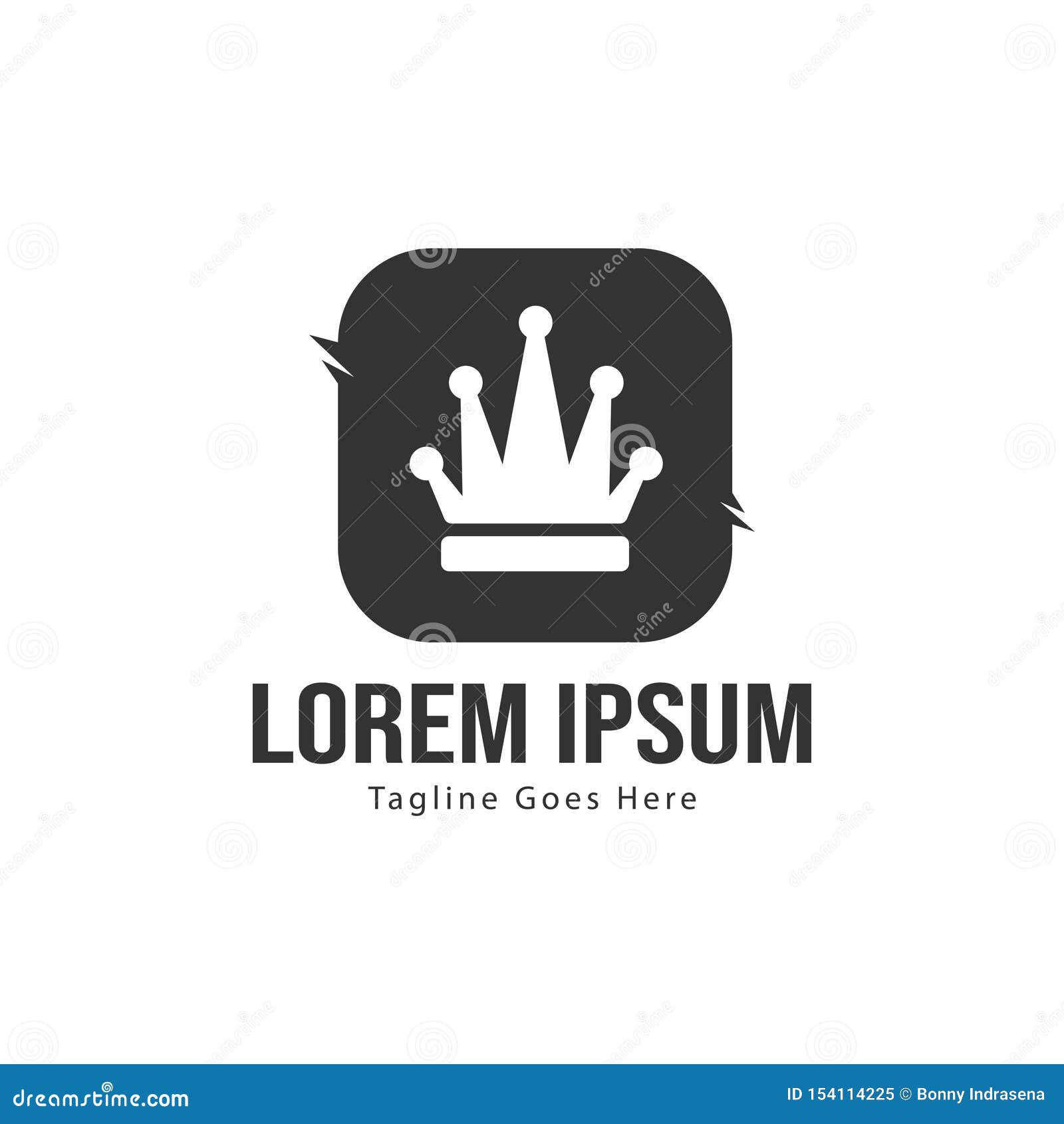 Crown Logo Template Design with Frame. Minimalist Crown Logo Vector ...