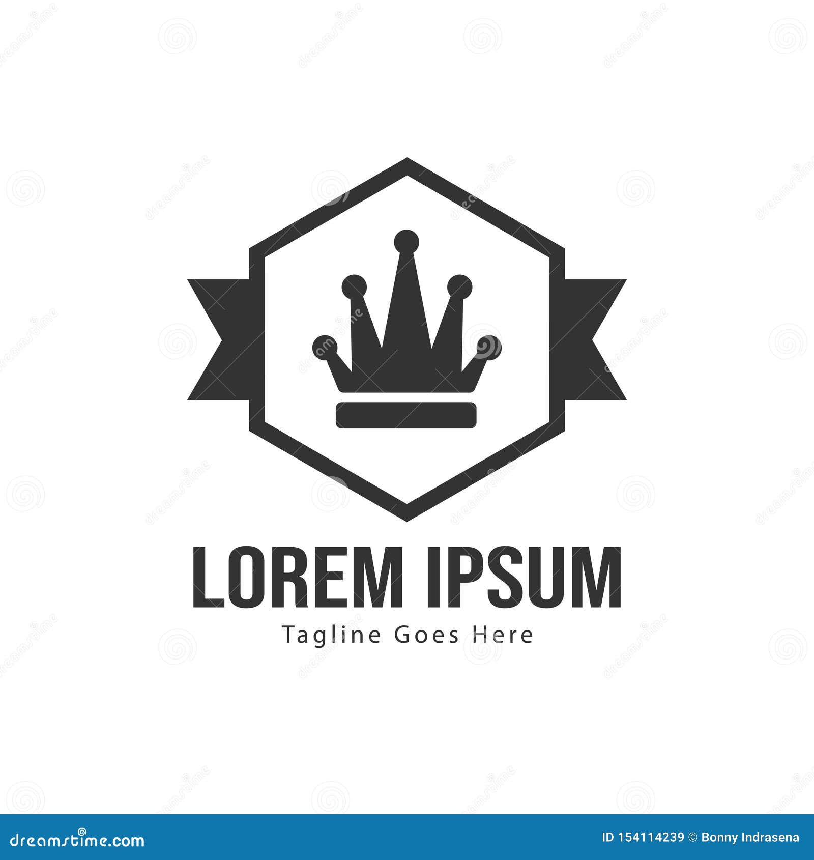 Crown Logo Template Design with Frame. Minimalist Crown Logo Vector ...