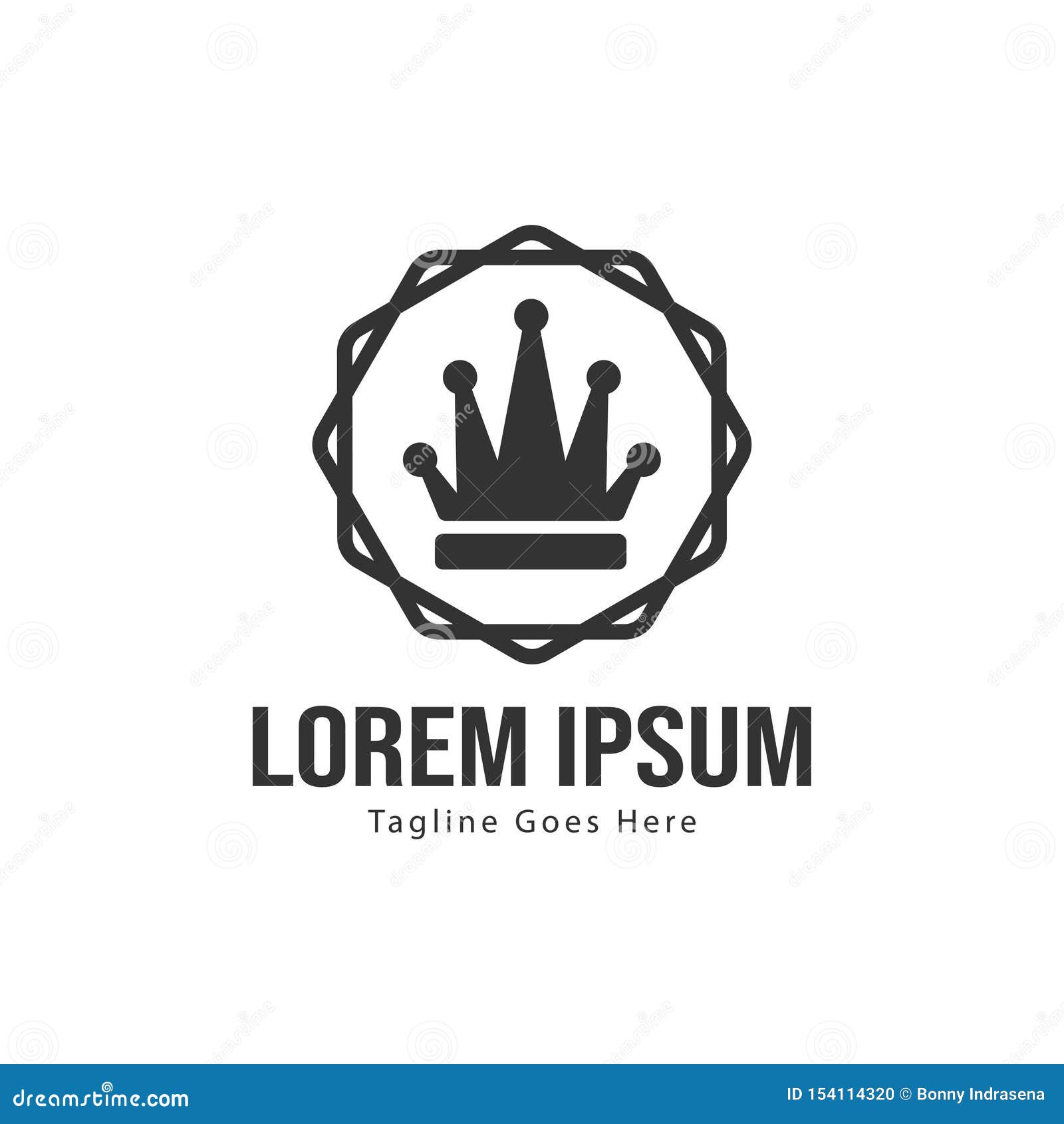 Crown Logo Template Design with Frame. Minimalist Crown Logo Vector ...