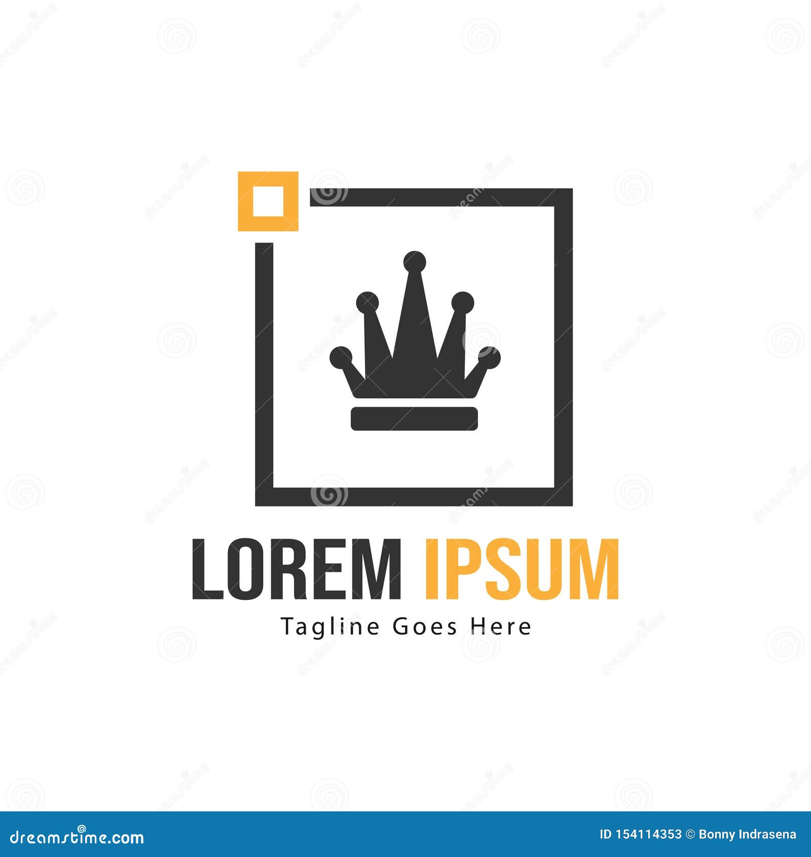 Crown Logo Template Design with Frame. Minimalist Crown Logo Vector ...