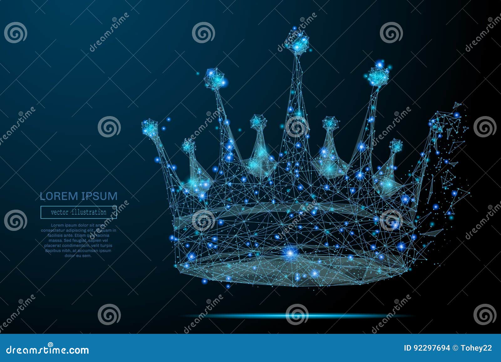 Crown low poly blue stock vector. Illustration of network - 92297694