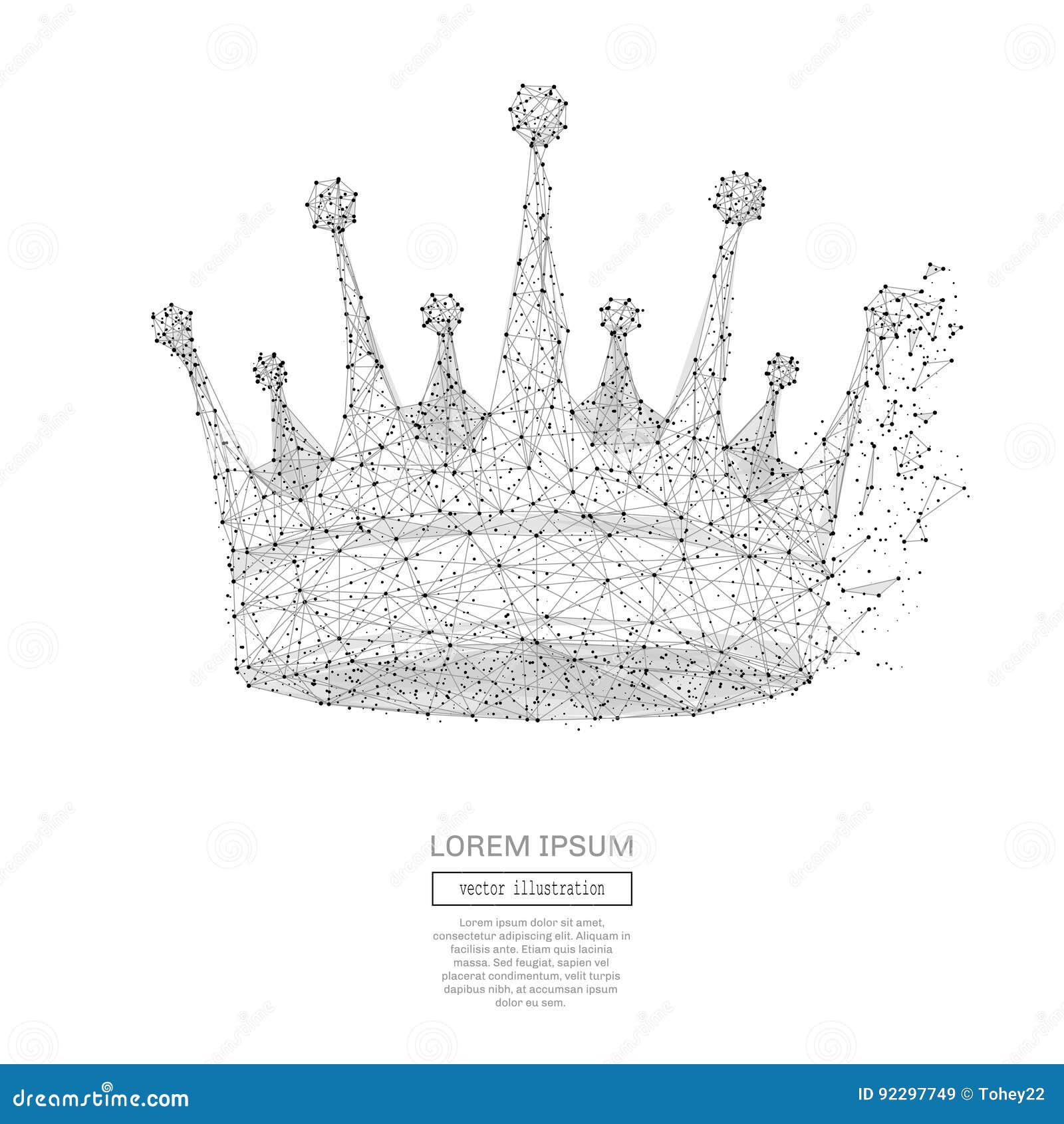Crown low poly gray stock vector. Illustration of emperor - 92297749