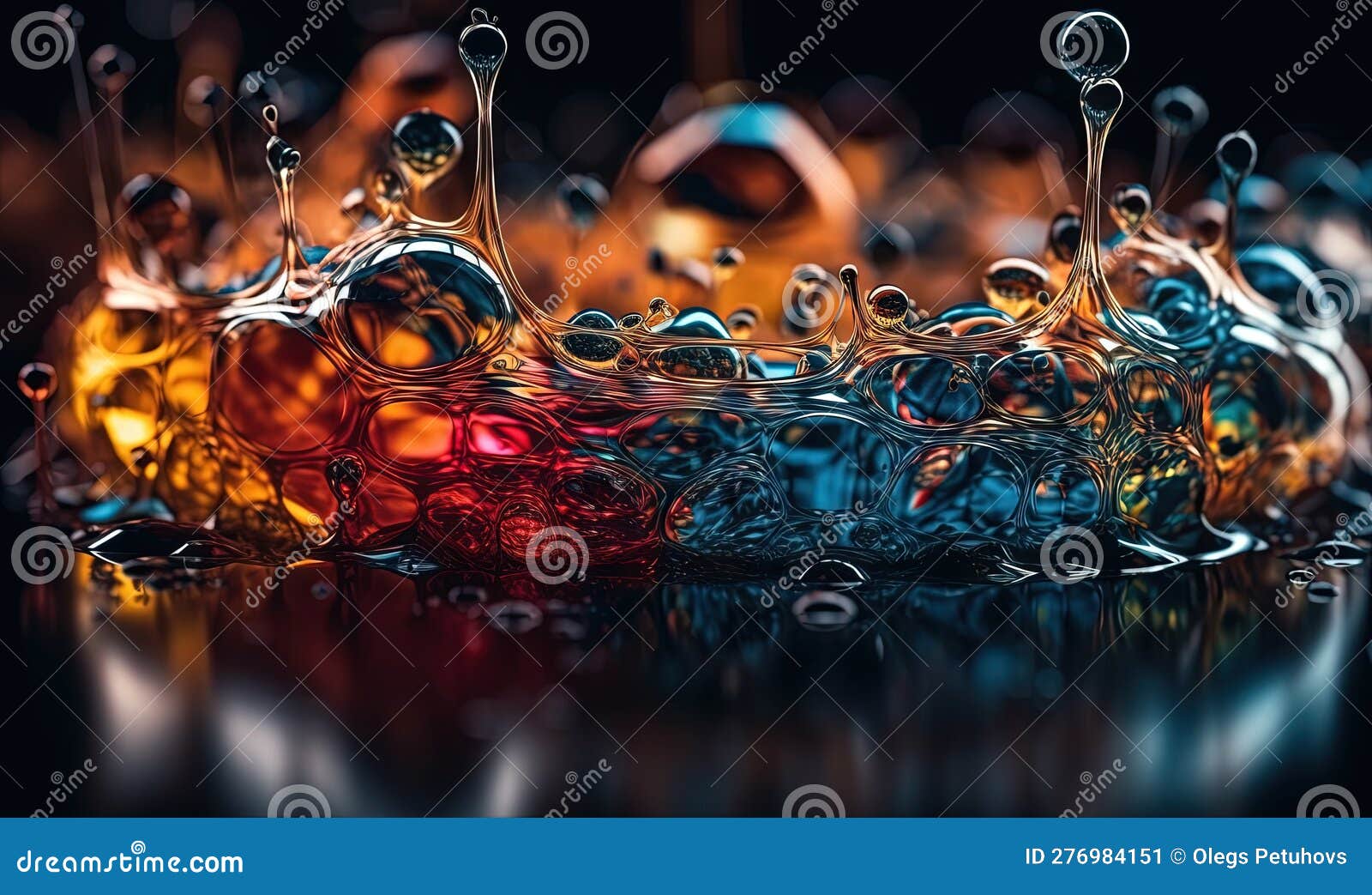 A Crown Made Out of Water with a Reflection on the Ground Stock ...