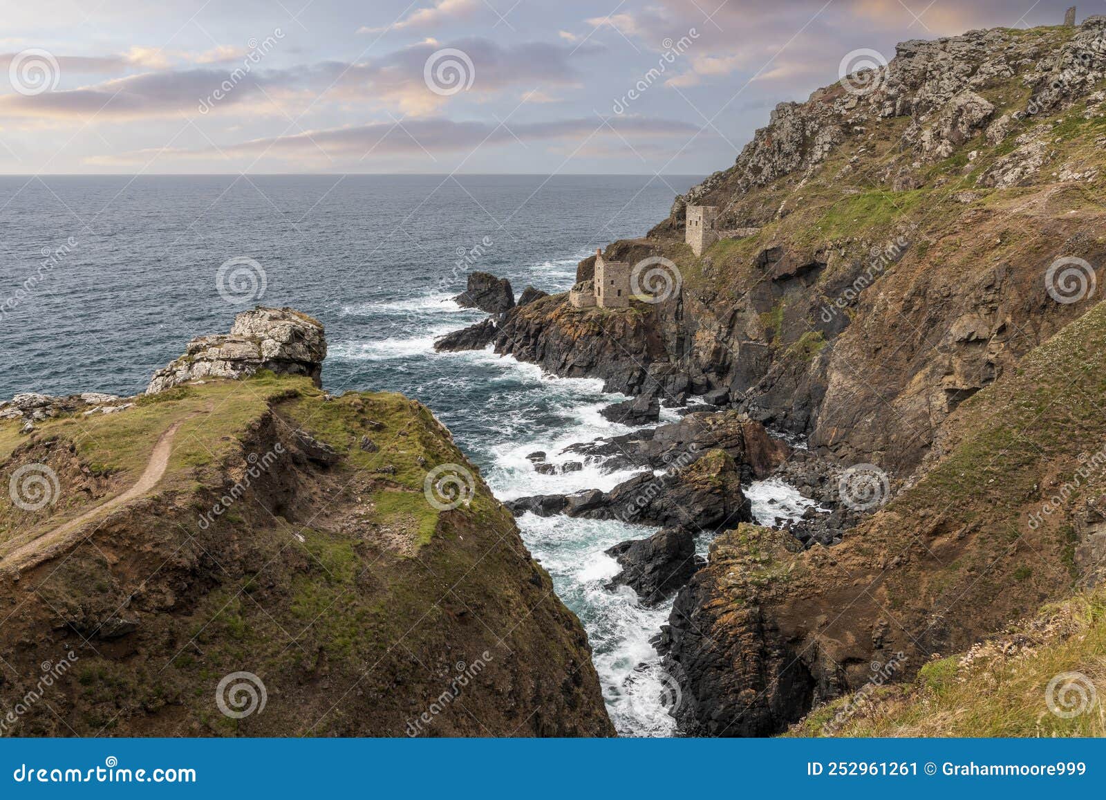 Crown Mines at Botallack Cornwall Stock Image - Image of cliffs ...