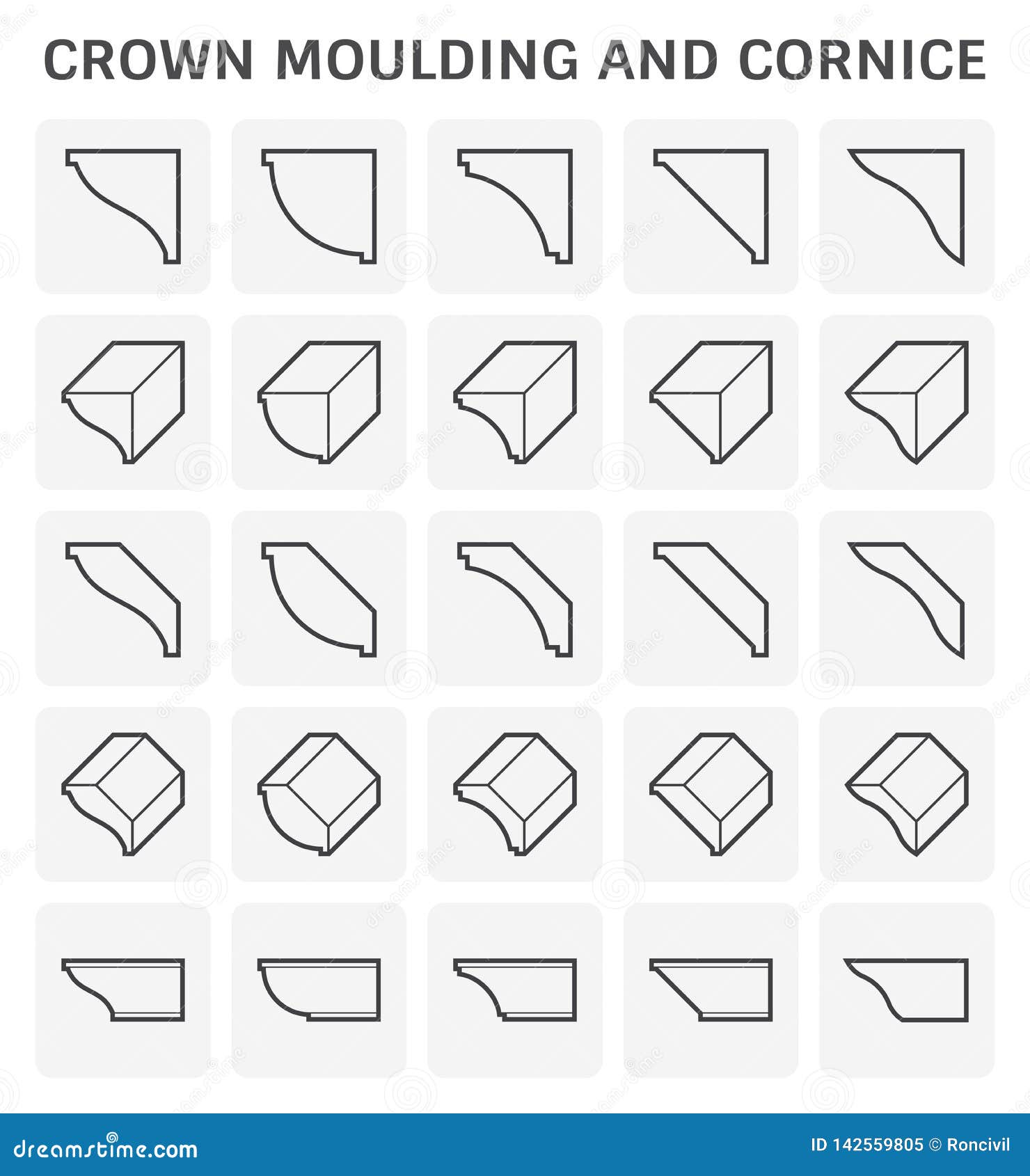 Corner Crown Moulding Stock Illustrations – 20 Corner Crown Moulding ...