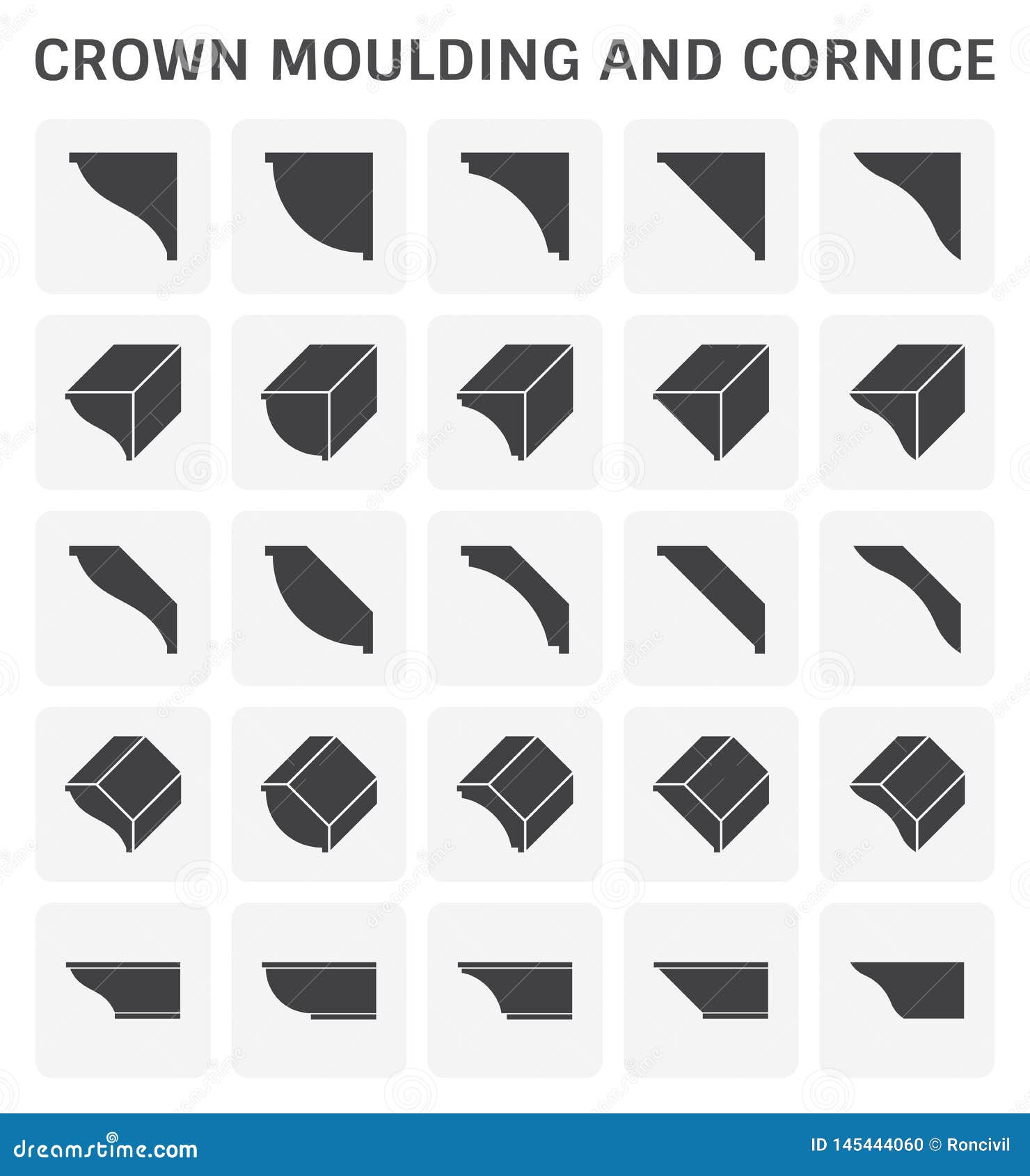 Crown moulding cornice stock vector. Illustration of corner - 145444060