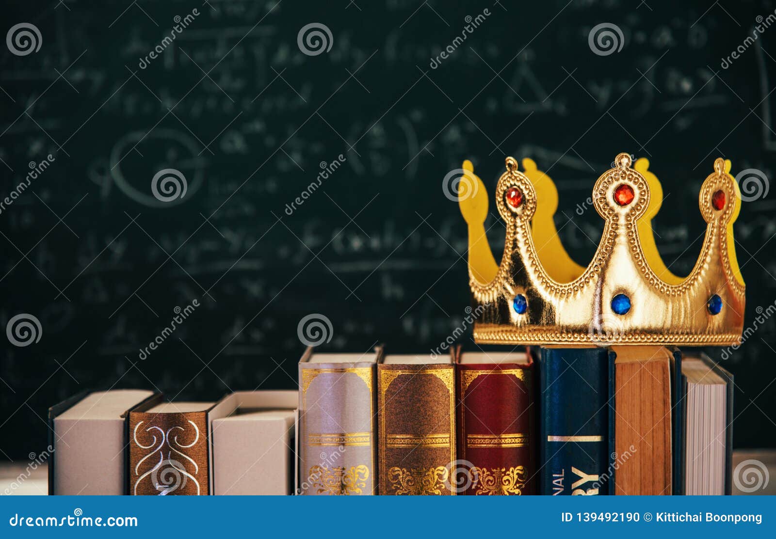 Crown on Old Book Vintage Filtered Stock Photo - Image of book ...