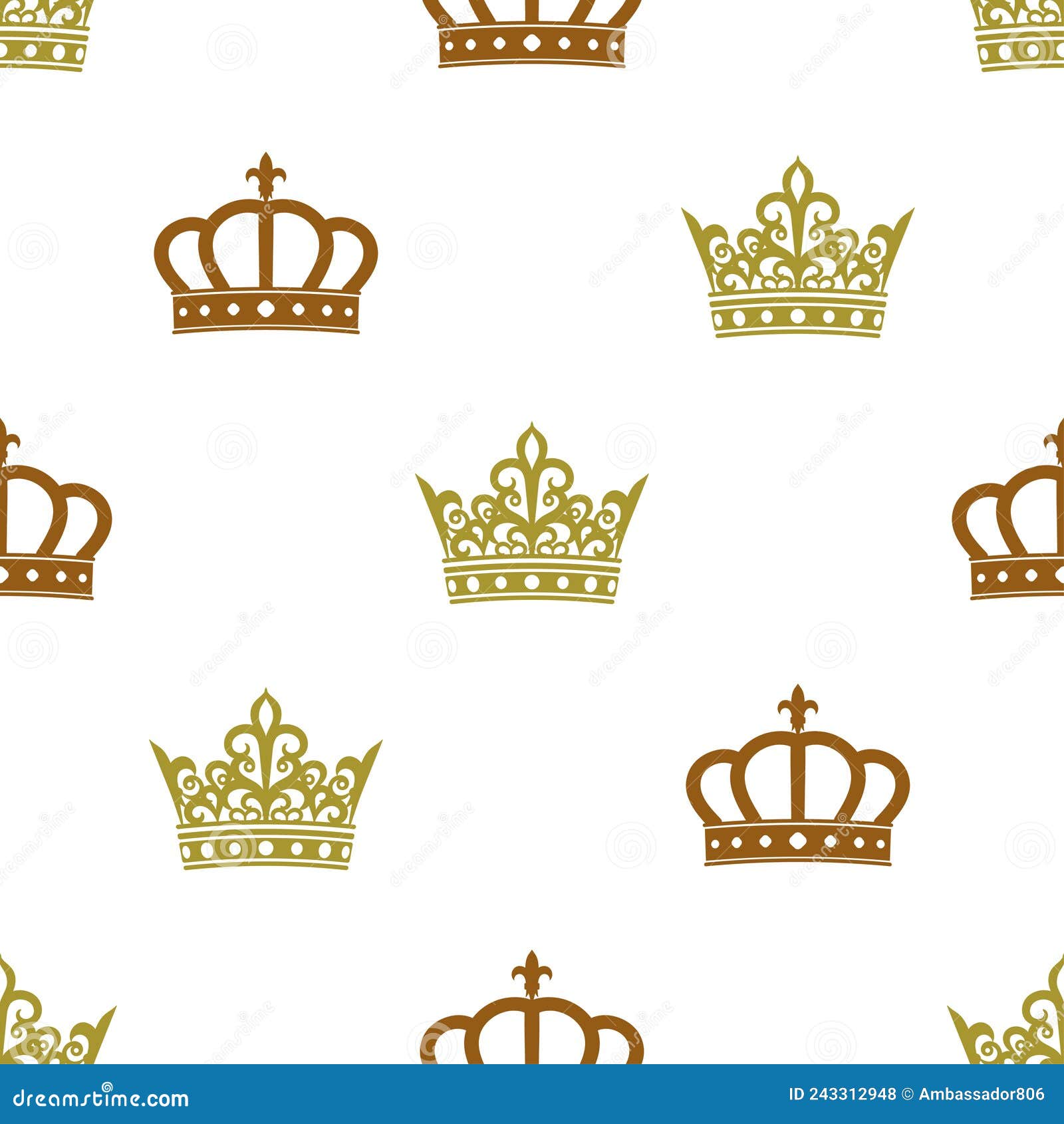 Crown Pattern. Seamless Background. Vector Texture Backdrop Stock ...
