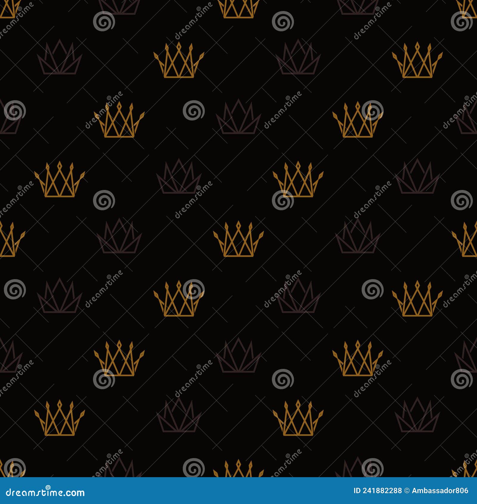 Crown Pattern. Seamless Black Background. Vector Texture Backdrop Stock ...